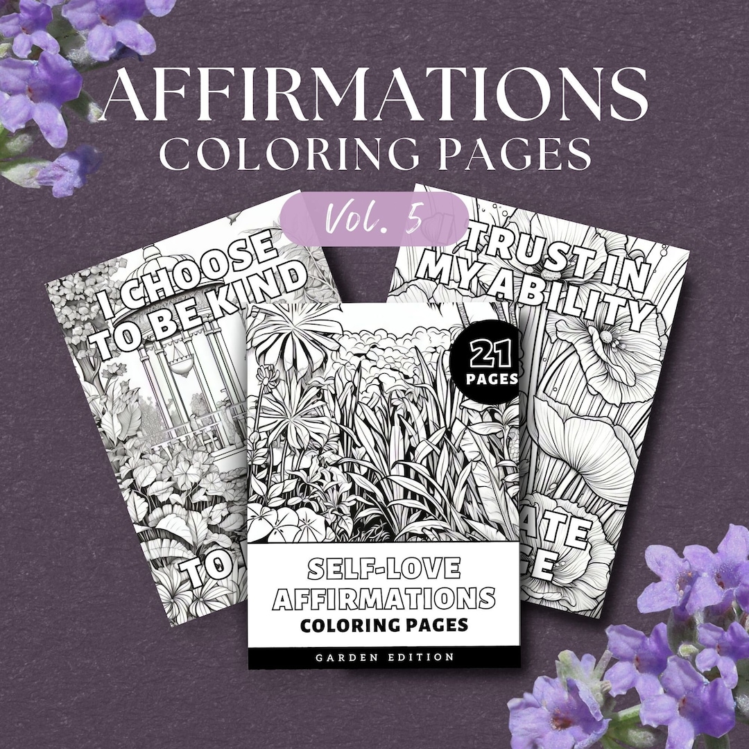 Self Love Affirmations Colouring Pages, INSTANT DOWNLOAD, Adult ...