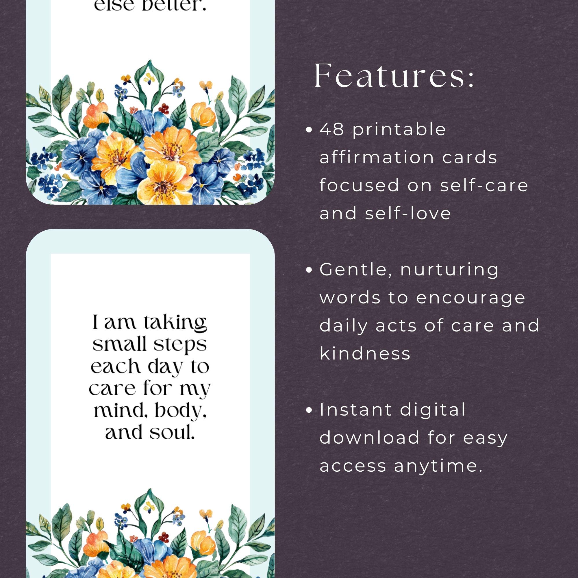 48 Self Care Affirmation Cards, INSTANT DOWNLOAD, Daily Motivation ...