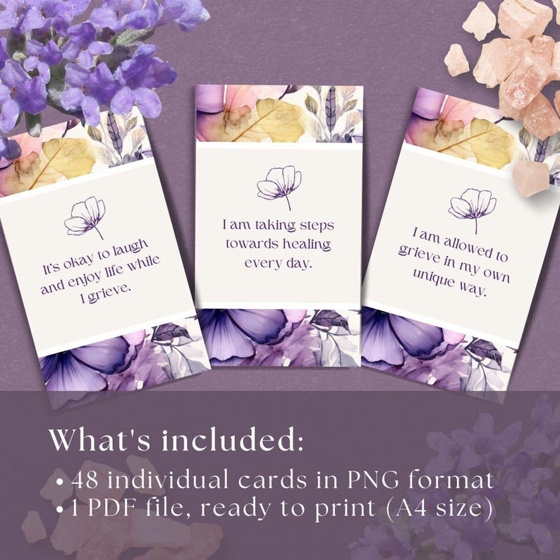 Grief Affirmation Cards, INSTANT DOWNLOAD, Funeral Gifts Healing After ...
