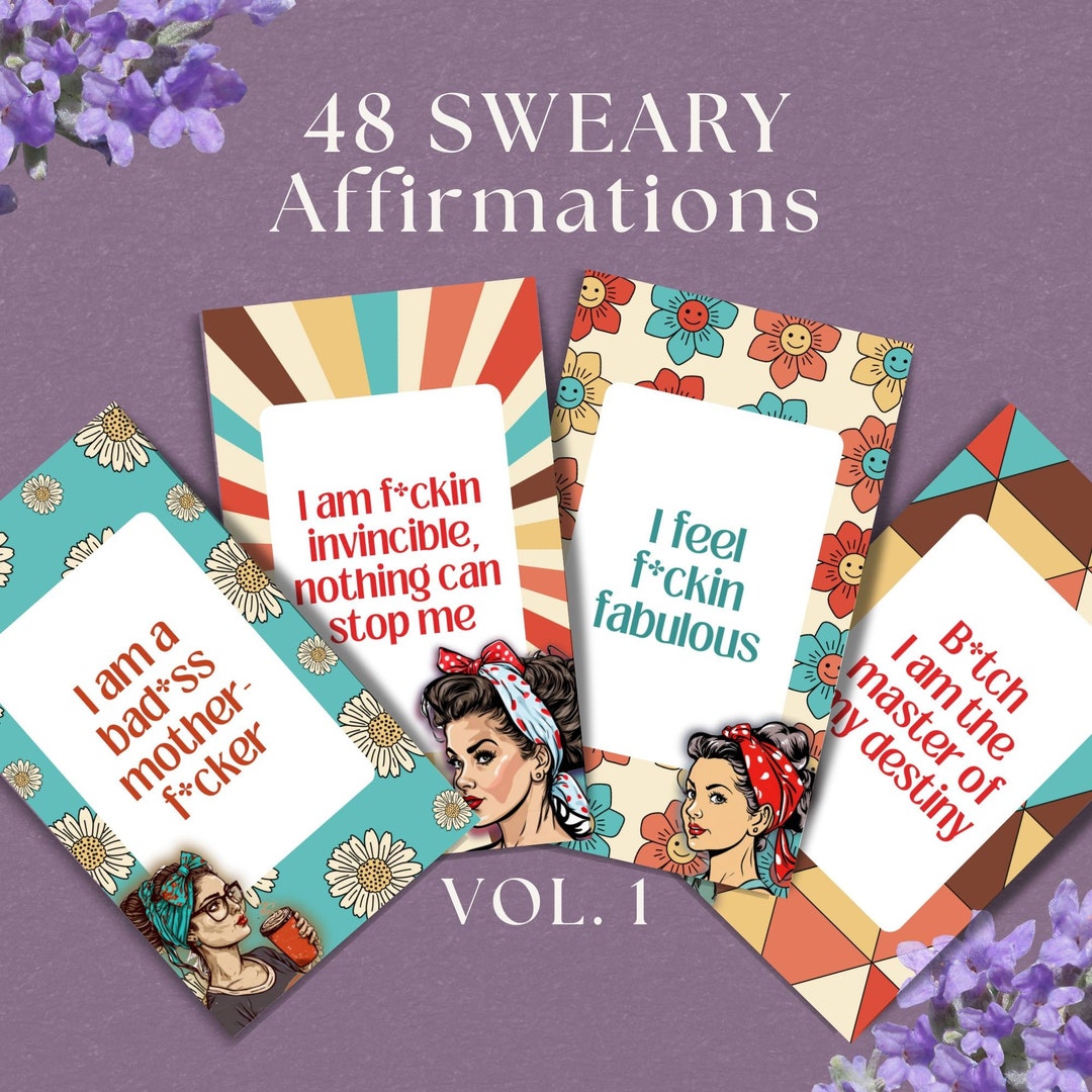 48 Sweary Affirmation Cards for Women INSTANT DOWNLOAD Rude - Etsy