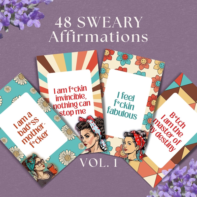 48 Sweary Affirmation Cards for Women INSTANT DOWNLOAD Rude - Etsy