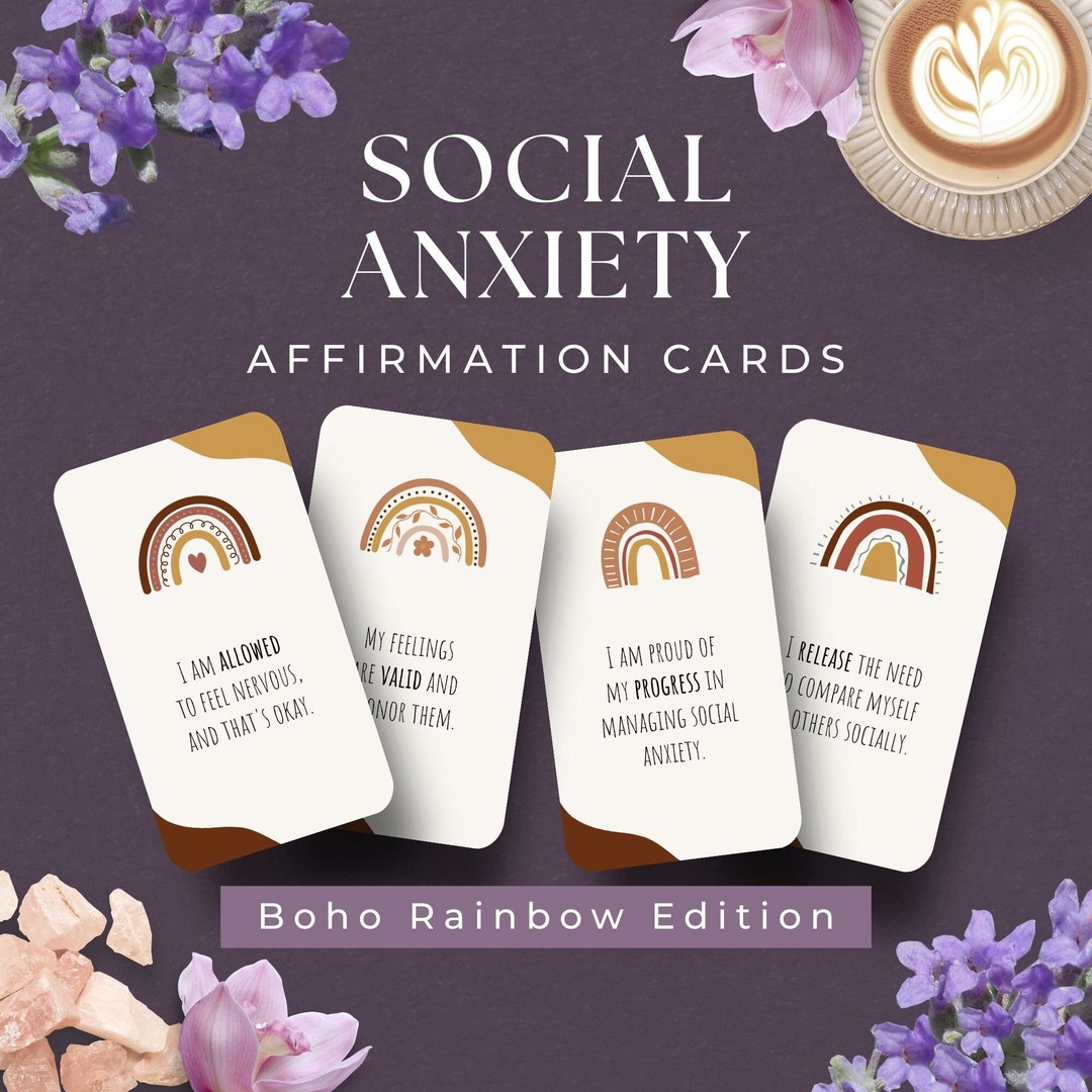 48 Social Anxiety Affirmation Cards, INSTANT DOWNLOAD, Anxiety Relief ...