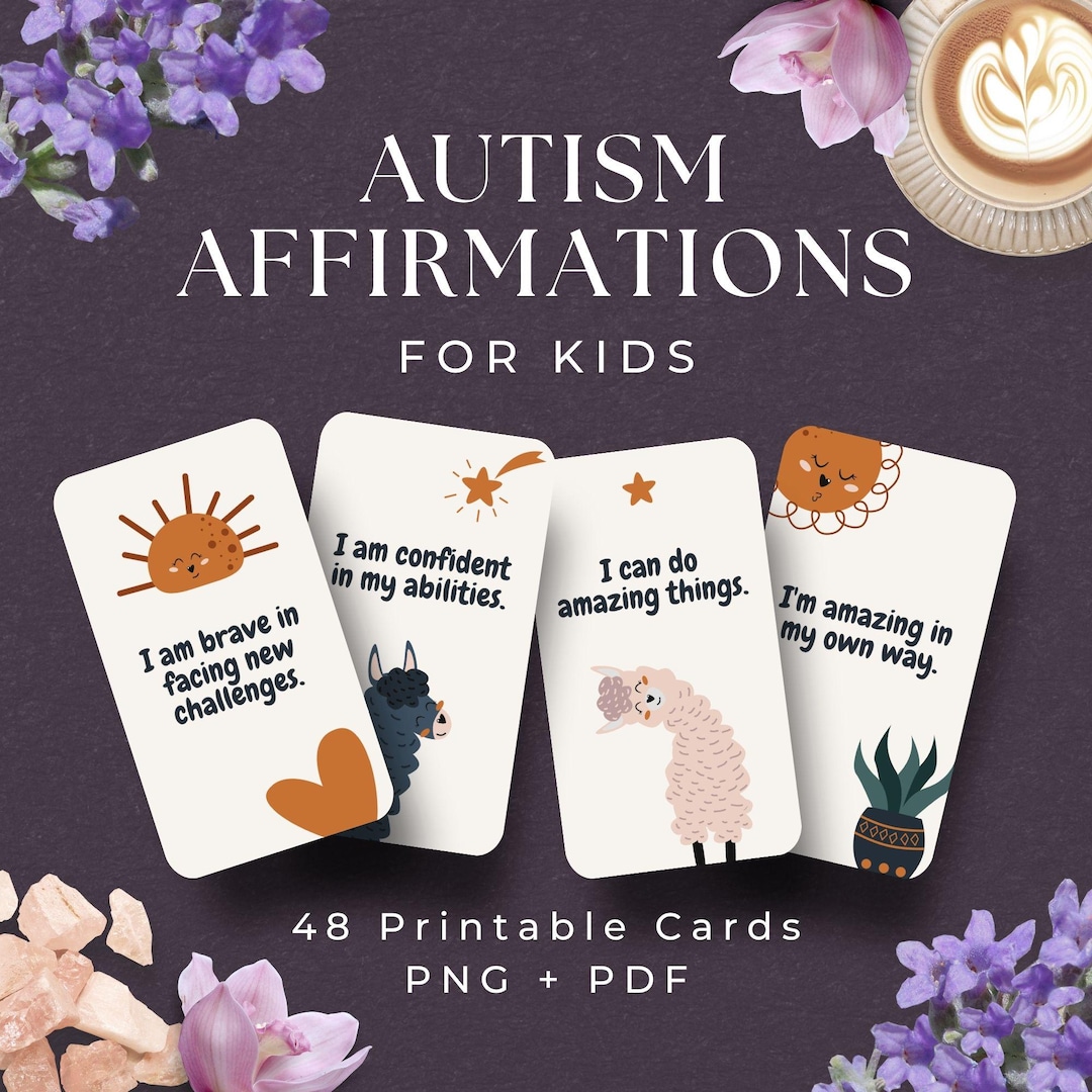 Affirmation Cards for Kids With Autism, INSTANT DOWNLOAD, Encouragement ...