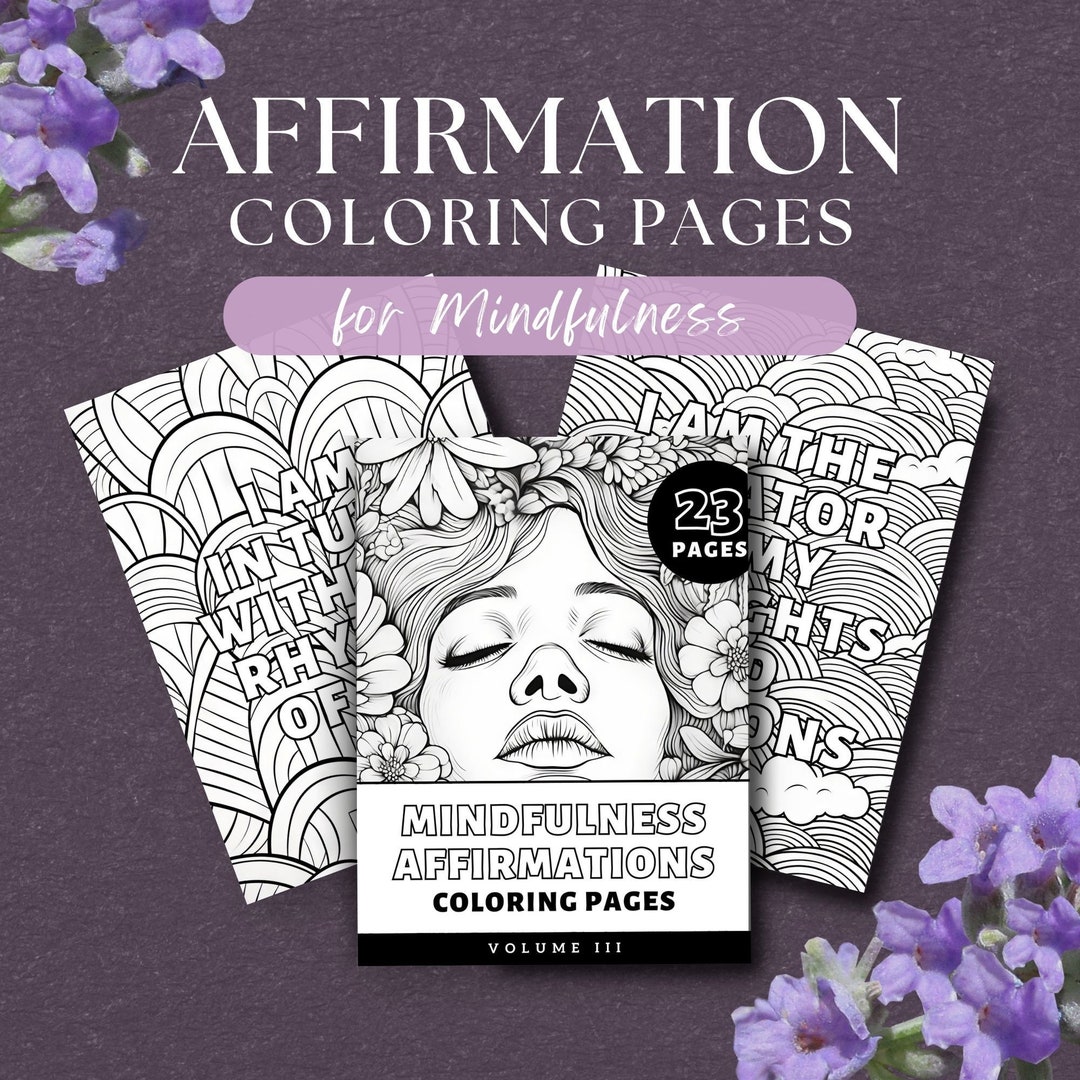 Mindfulness Affirmation Colouring Pages INSTANT DOWNLOAD - Etsy Portugal