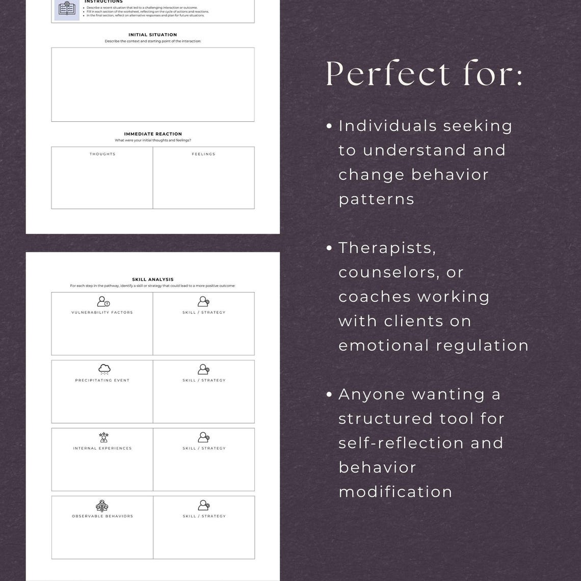 Behavior Chain Analysis Worksheet, INSTANT DOWNLOAD, DBT Skills, Mental ...