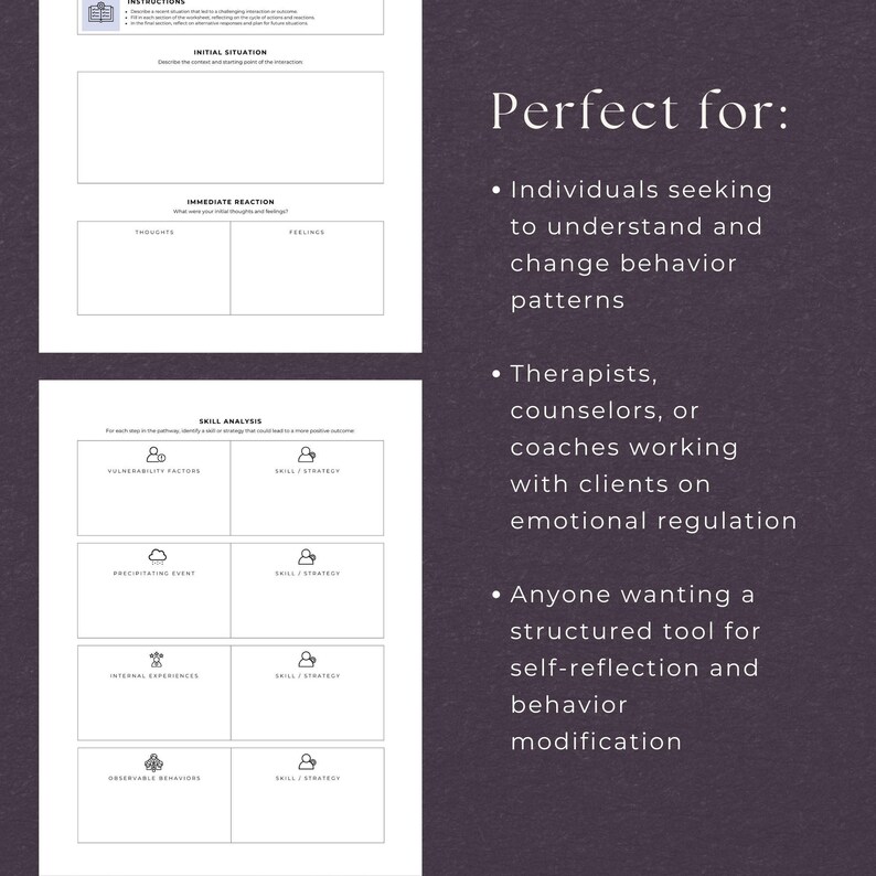 Behavior Chain Analysis Worksheet, INSTANT DOWNLOAD, DBT Skills, Mental ...