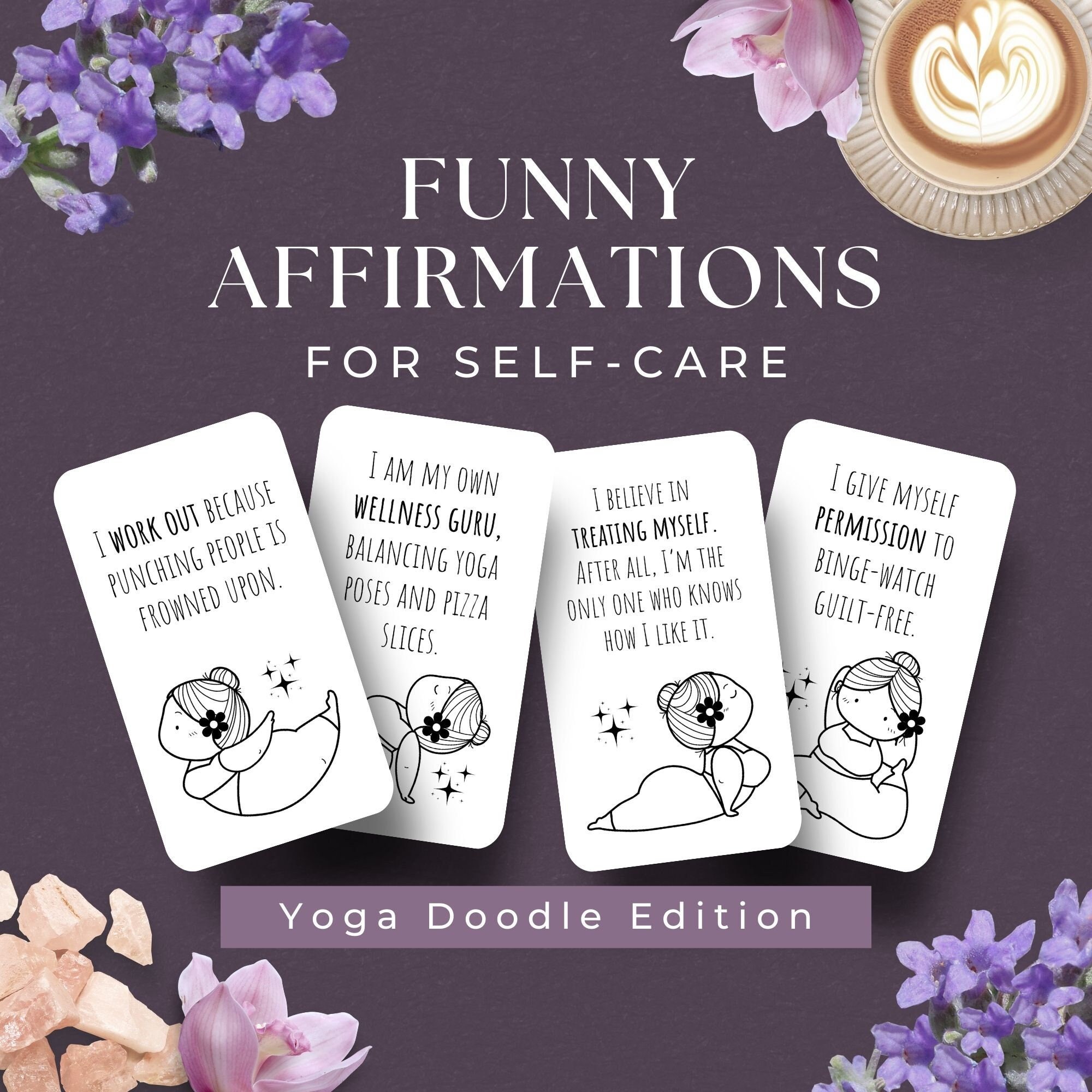 48 Funny Affirmation Cards for Self-care, INSTANT DOWNLOAD, Funny Gifts ...