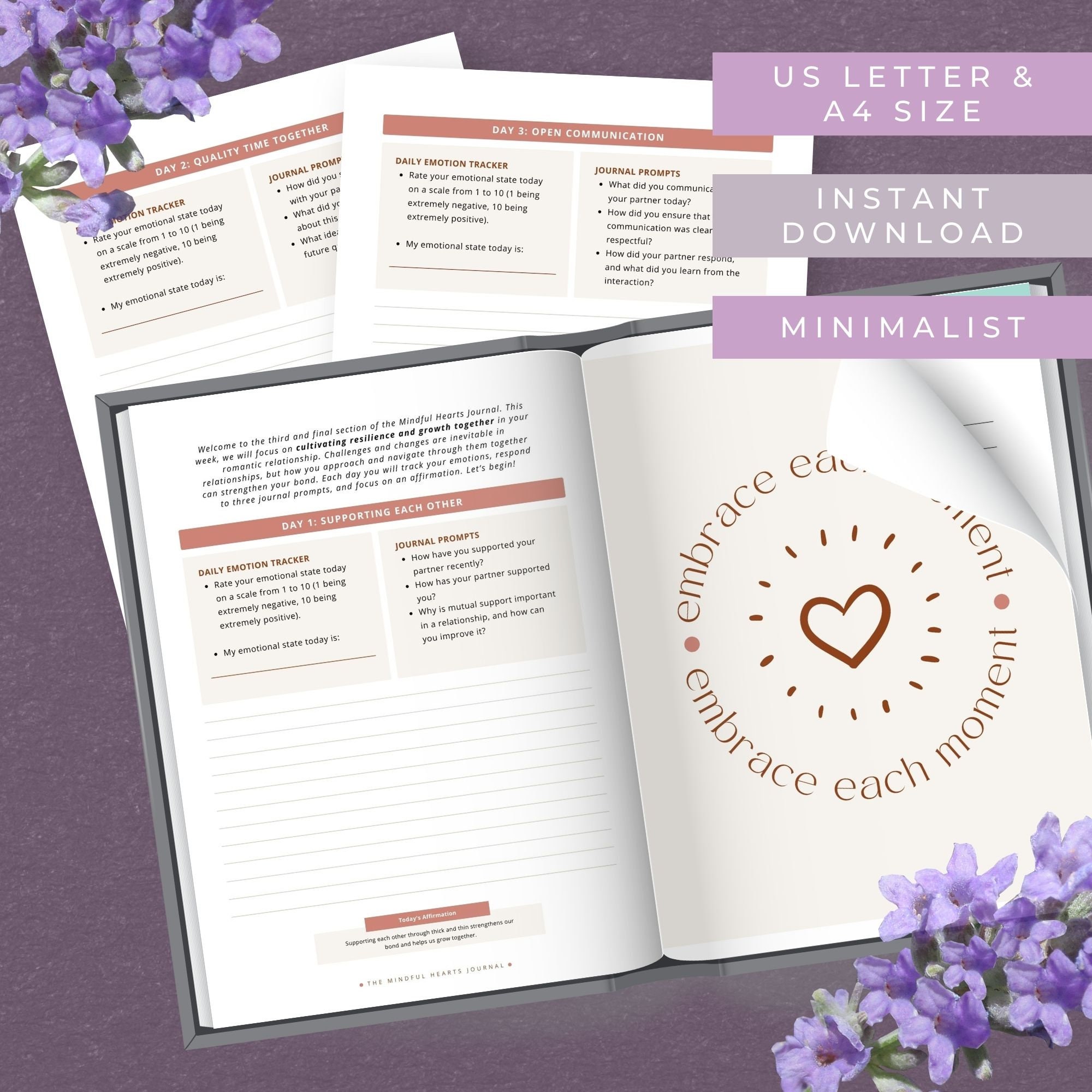 Relationship Journal Printable, INSTANT DOWNLOAD, Mindfulness Journal ...