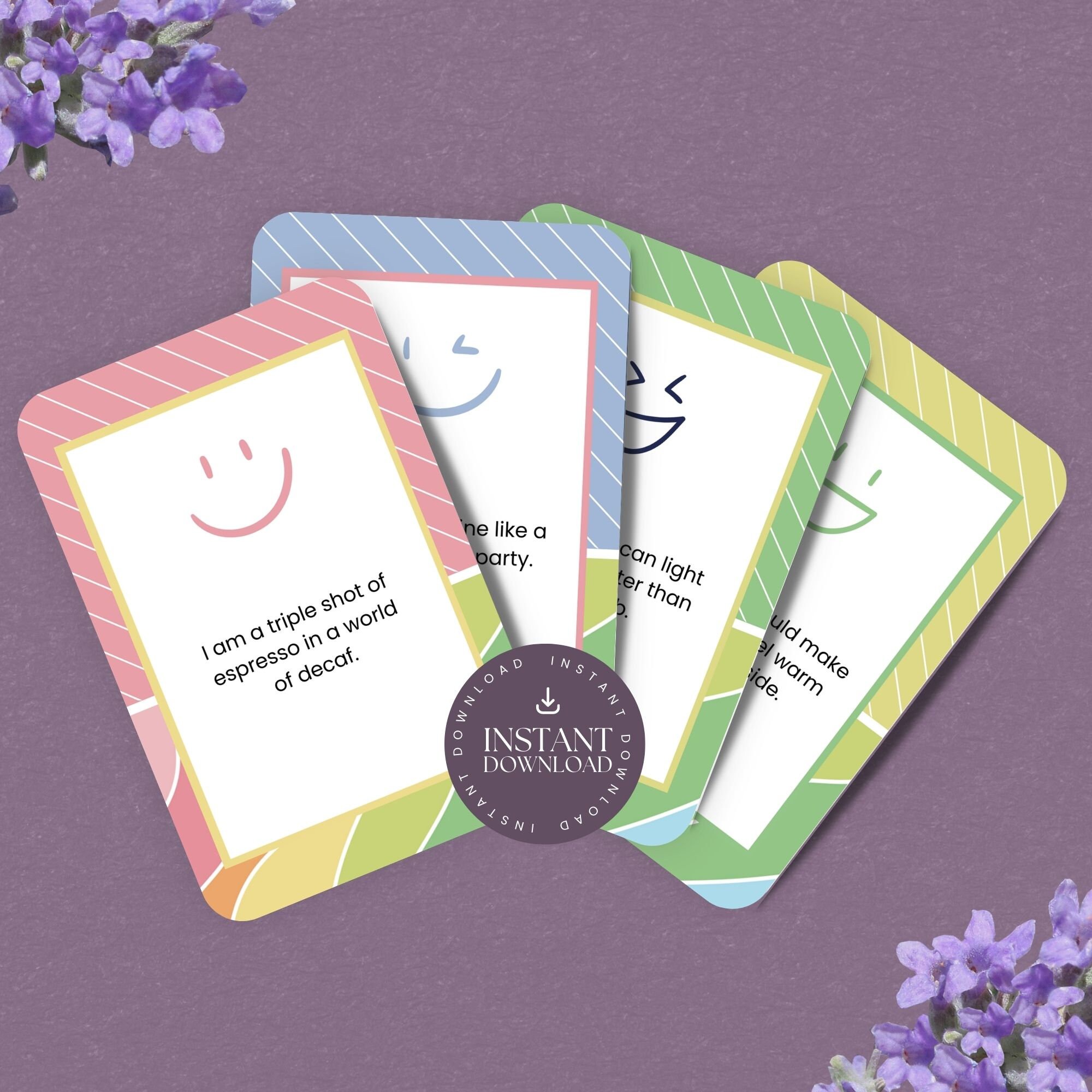 Funny Affirmation Cards for Positivity, INSTANT DOWNLOAD, Encouragement ...