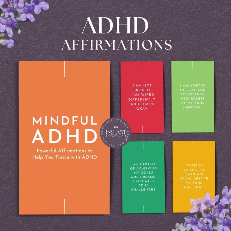 ADHD Affirmation Cards, INSTANT DOWNLOAD, Adhd Printable, Adhd ...