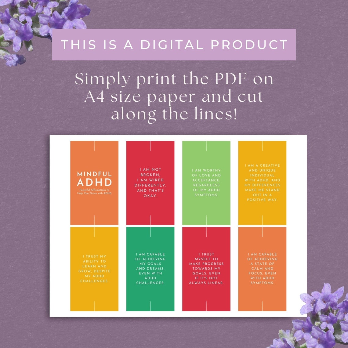 ADHD Affirmation Cards, INSTANT DOWNLOAD, Adhd Printable, Adhd ...