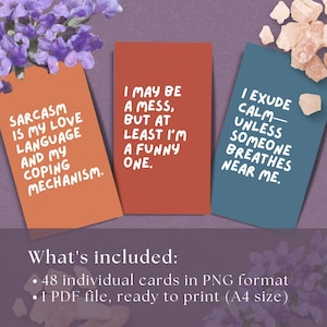 Sarcastic Affirmation Cards, INSTANT DOWNLOAD, Printable Sassy Affirmations, Sarcastic Daily ...