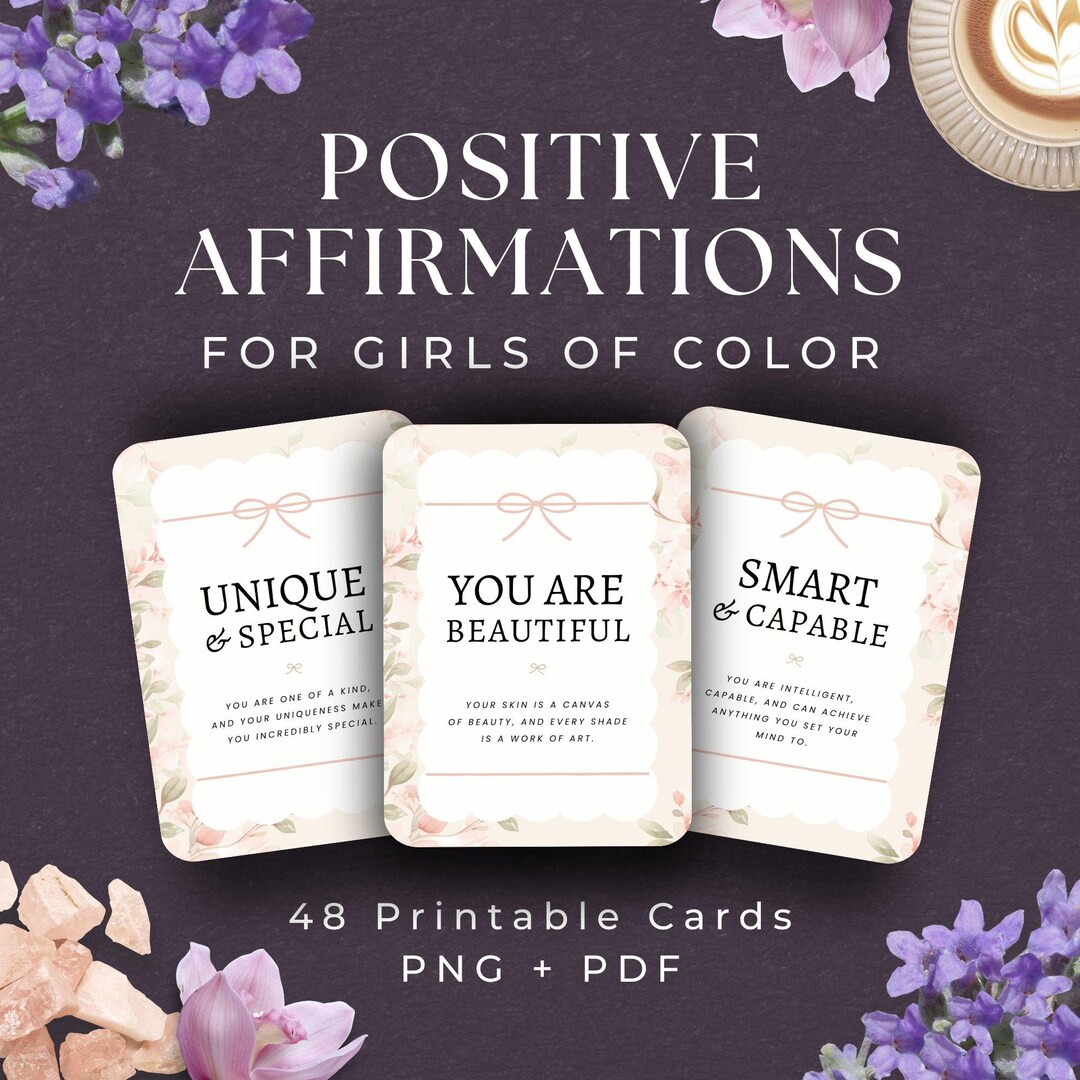 48 Black Girl Affirmation Cards, INSTANT DOWNLOAD, Kids Affirm Cards ...