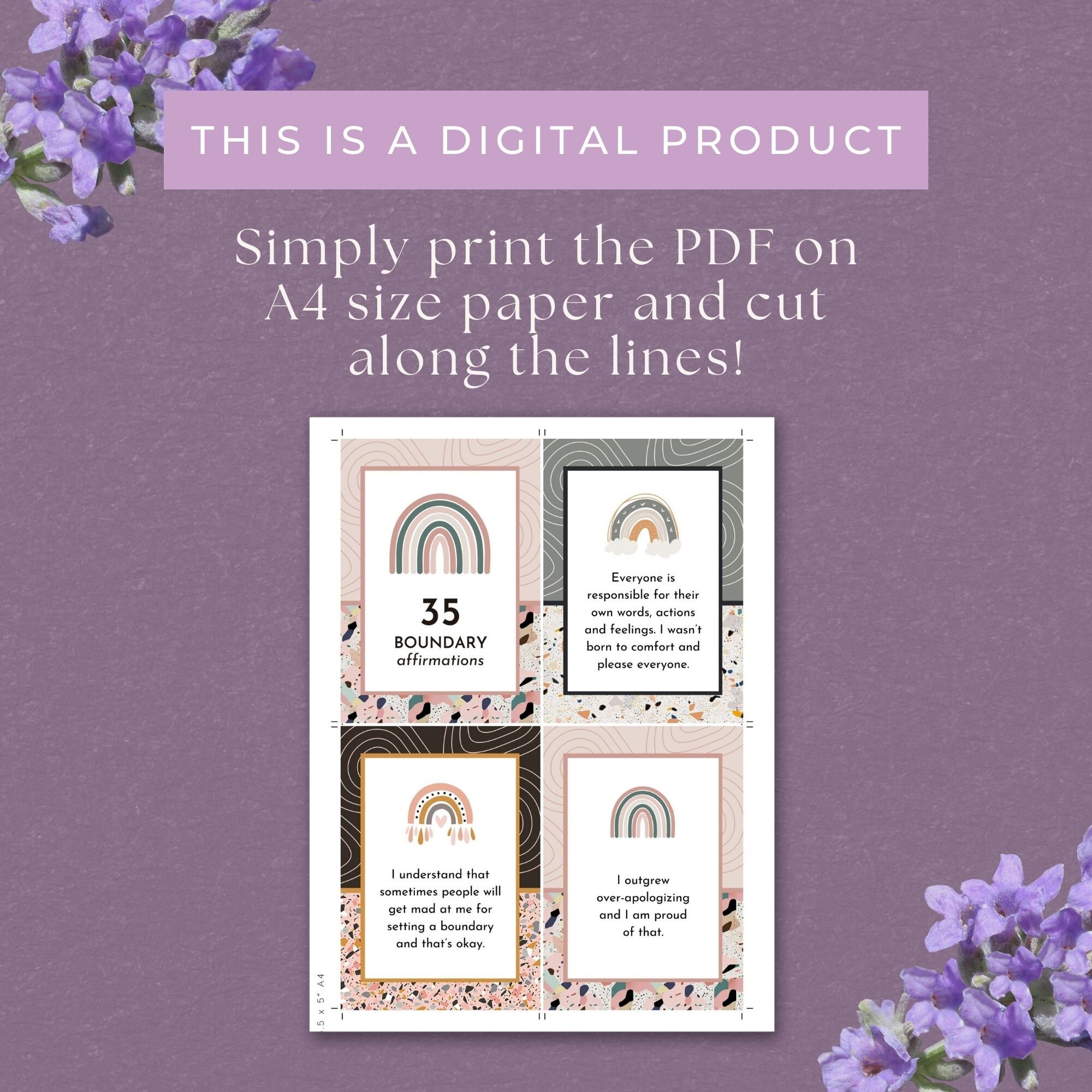 35 Boundary Affirmation Cards Instant Download 3 5 X 5 Boundary