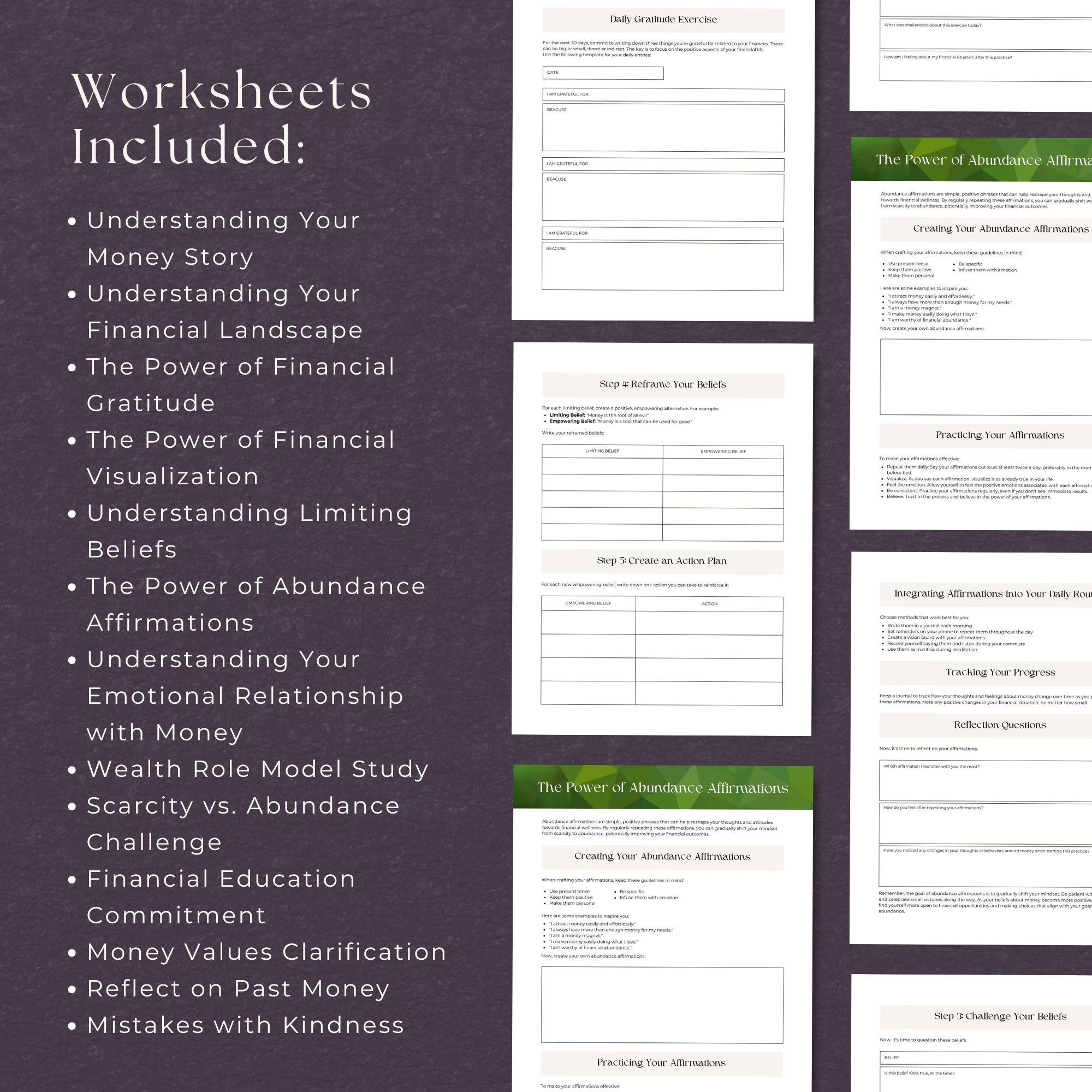 Money Mindset Workbook, INSTANT DOWNLOAD, Millionaire Mindset Workbook ...