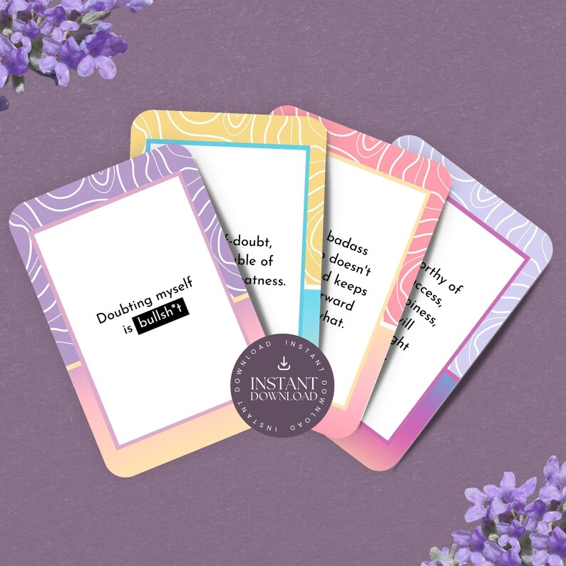 Sweary Affirmation Cards for Self Doubt, INSTANT DOWNLOAD, Rude Cards ...
