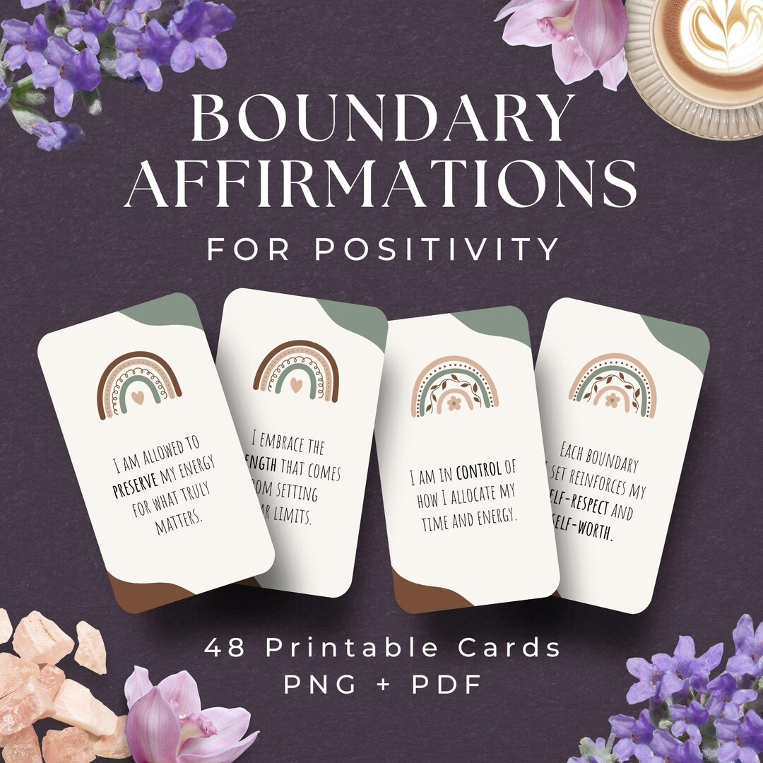 Affirmation Cards for Boundaries, INSTANT DOWNLOAD, Setting Boundaries ...
