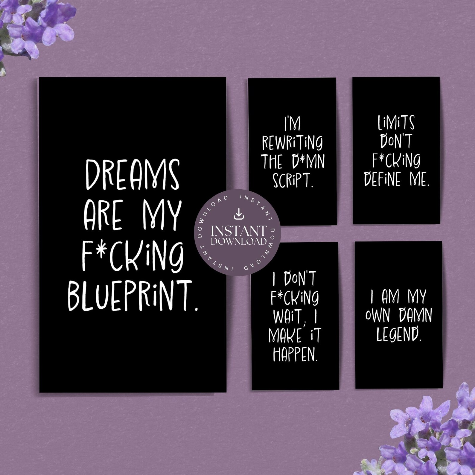 48 Sweary Affirmation Cards, INSTANT DOWNLOAD, Rude Cards, Swear ...