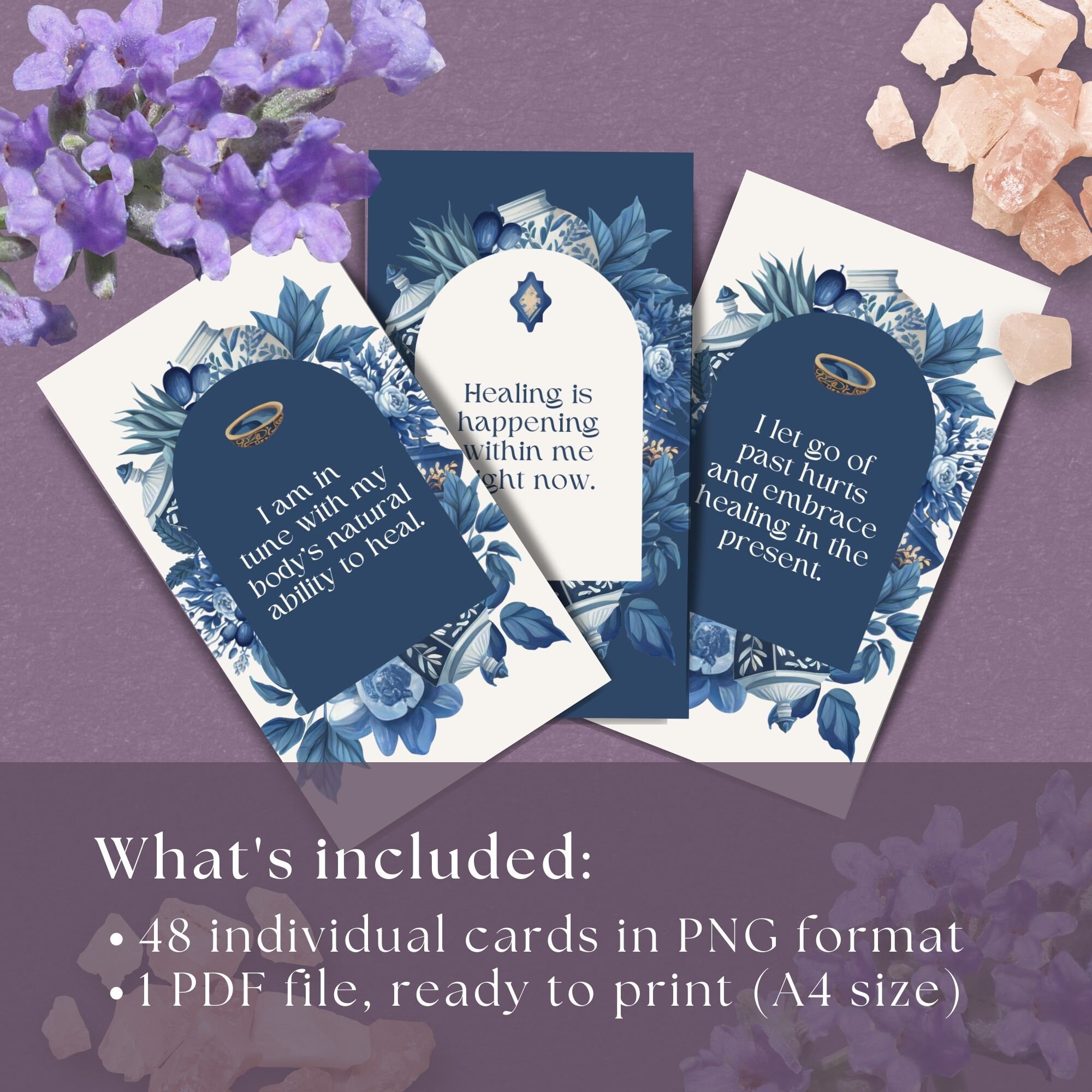 48 Healing Affirmation Cards, INSTANT DOWNLOAD, Recovery Affirmation ...