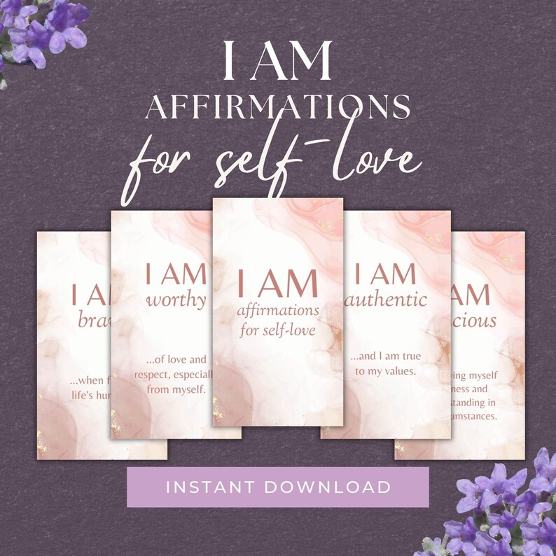 47 I AM Affirmation Cards for Self Love, INSTANT DOWNLOAD, Self Love ...