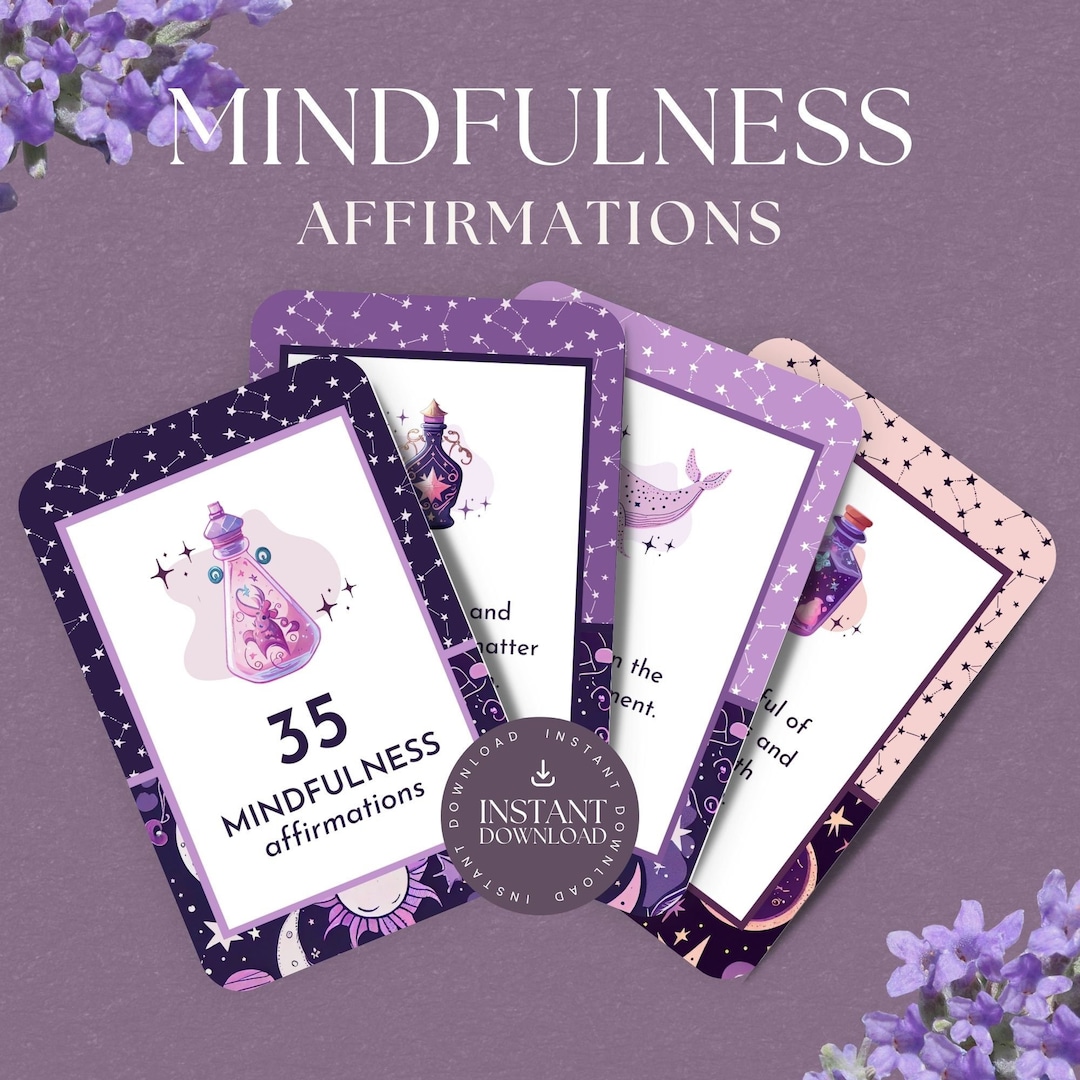 35 Mindfulness Affirmation Cards Printable, INSTANT DOWNLOAD, Mental ...