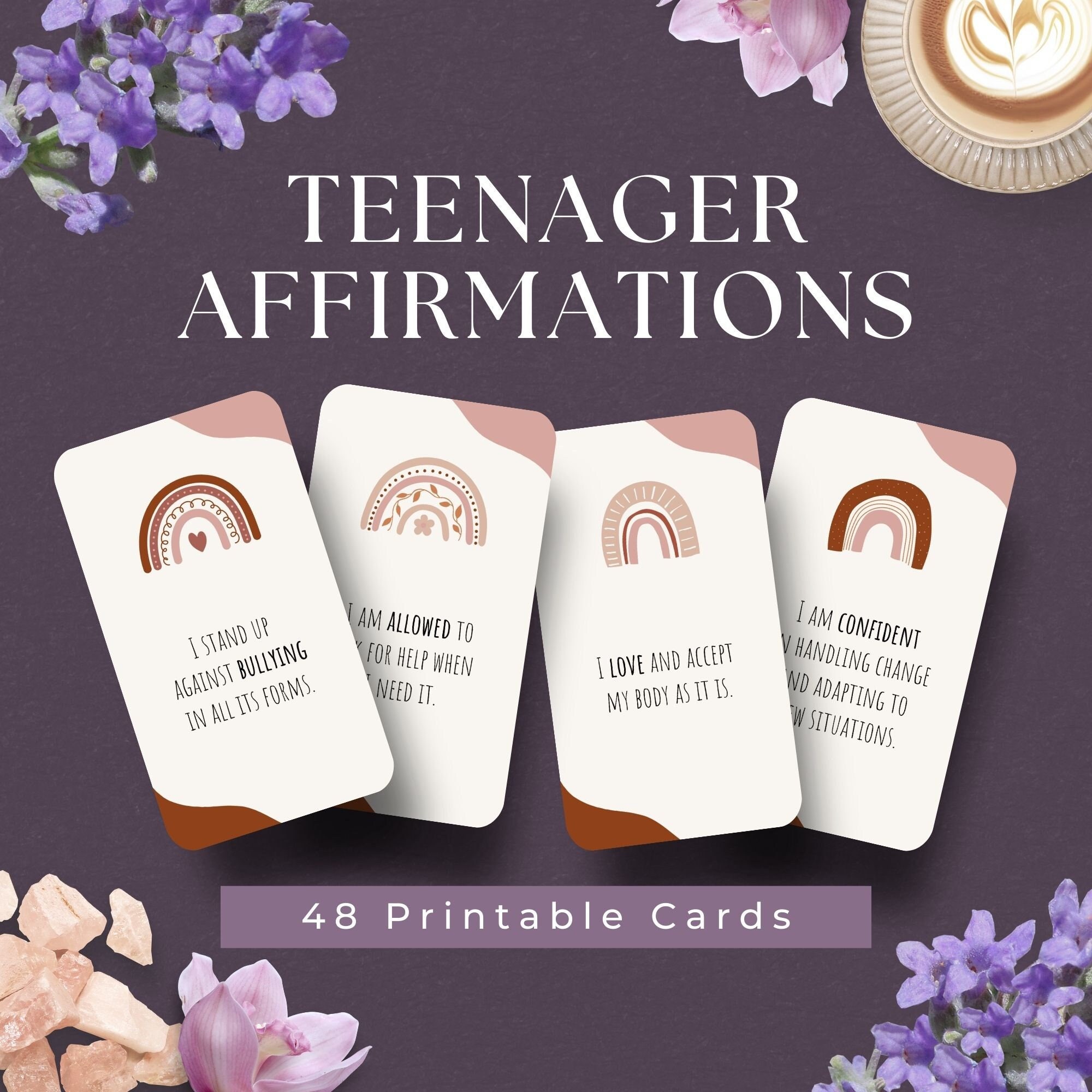 48 Printable Affirmation Cards for Teenagers, INSTANT DOWNLOAD ...
