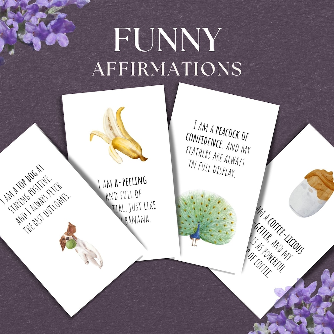 48 Funny Affirmation Cards, INSTANT DOWNLOAD, Funny Gifts, Motivational ...