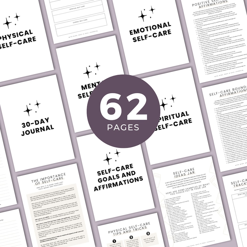 62-page Self Care Journal Printable INSTANT DOWNLOAD Guided - Etsy