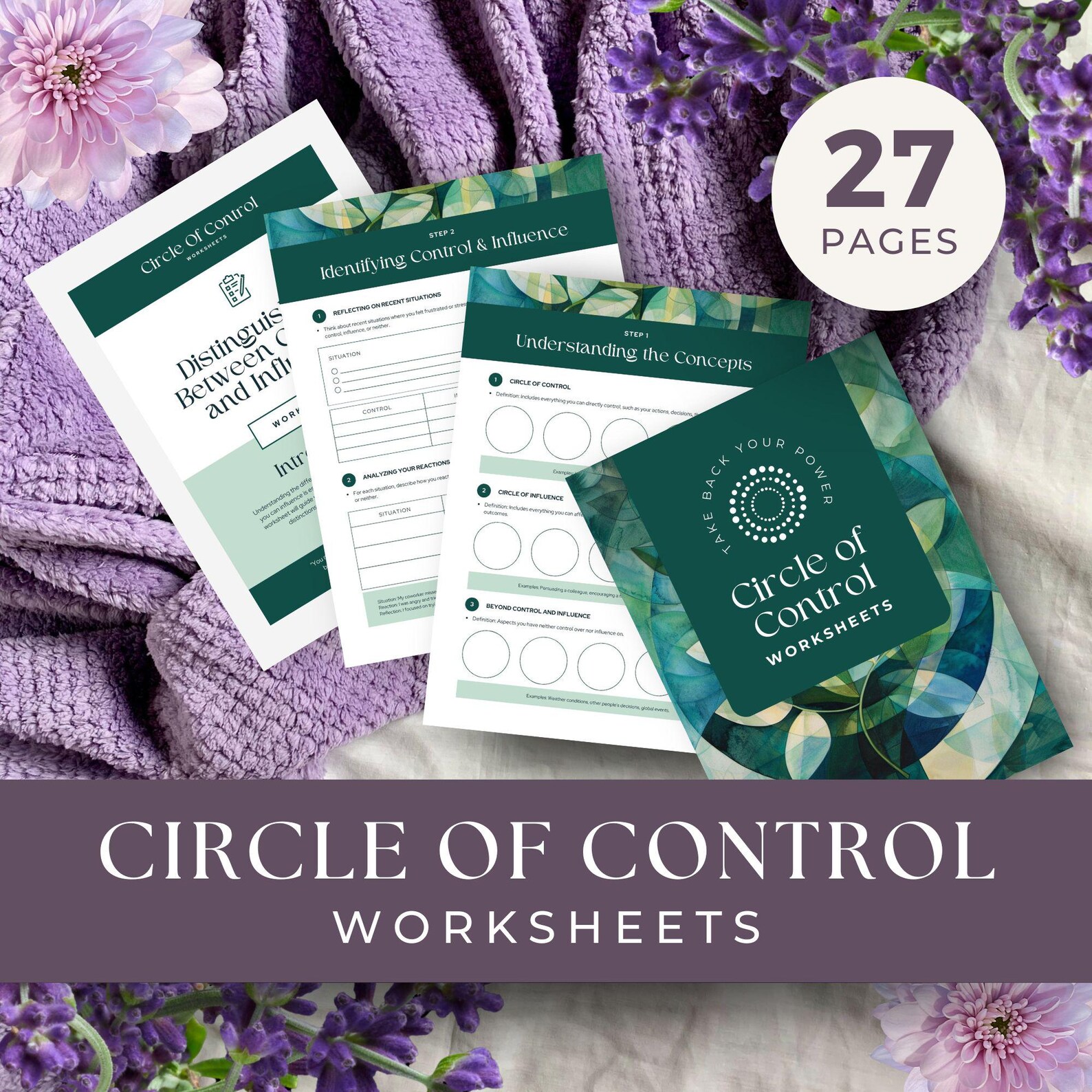 Circle of Control Worksheets, INSTANT DOWNLOAD, Mental Health Resource ...