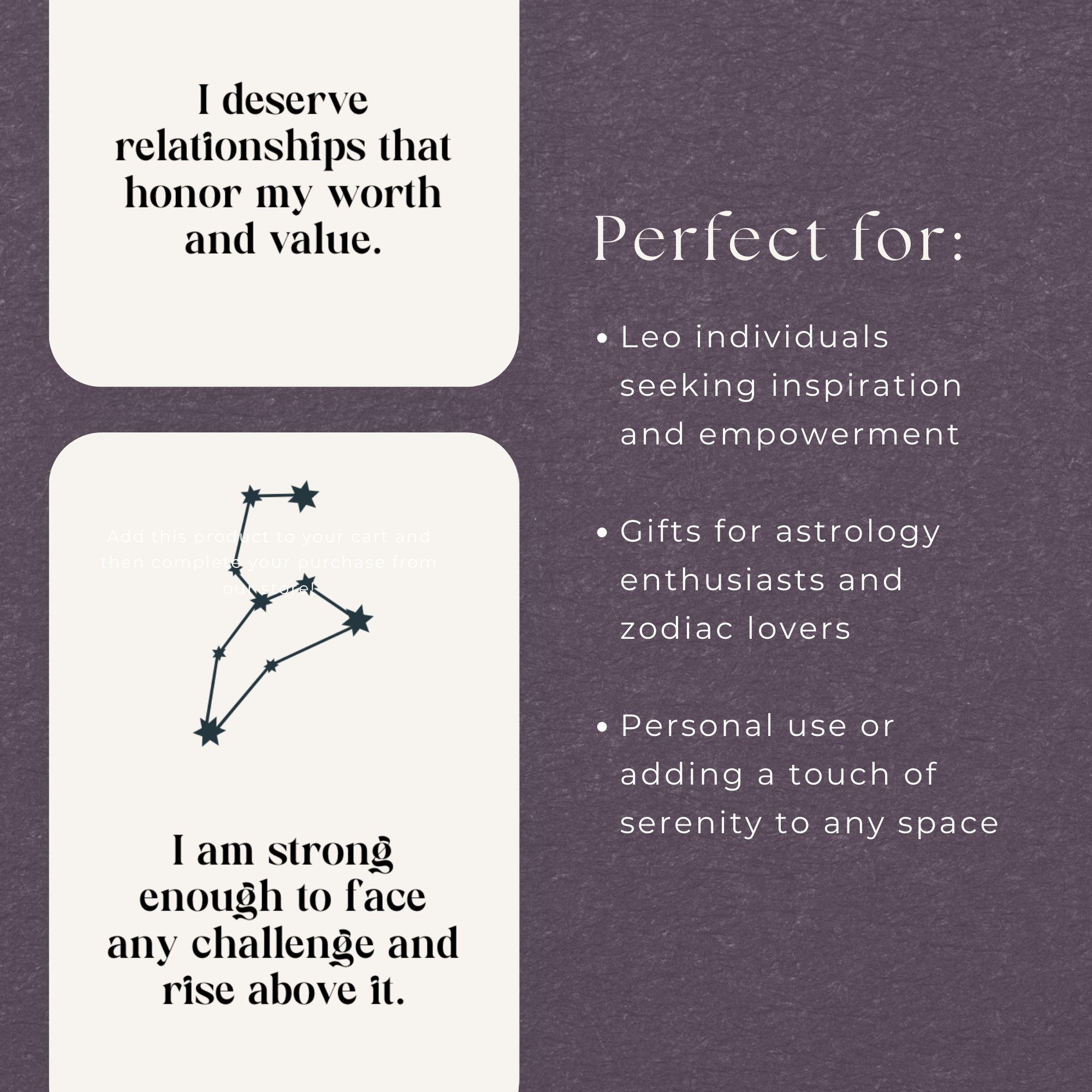48 Zodiac Sign Affirmation Cards for Leo, INSTANT DOWNLOAD, Leo Star ...