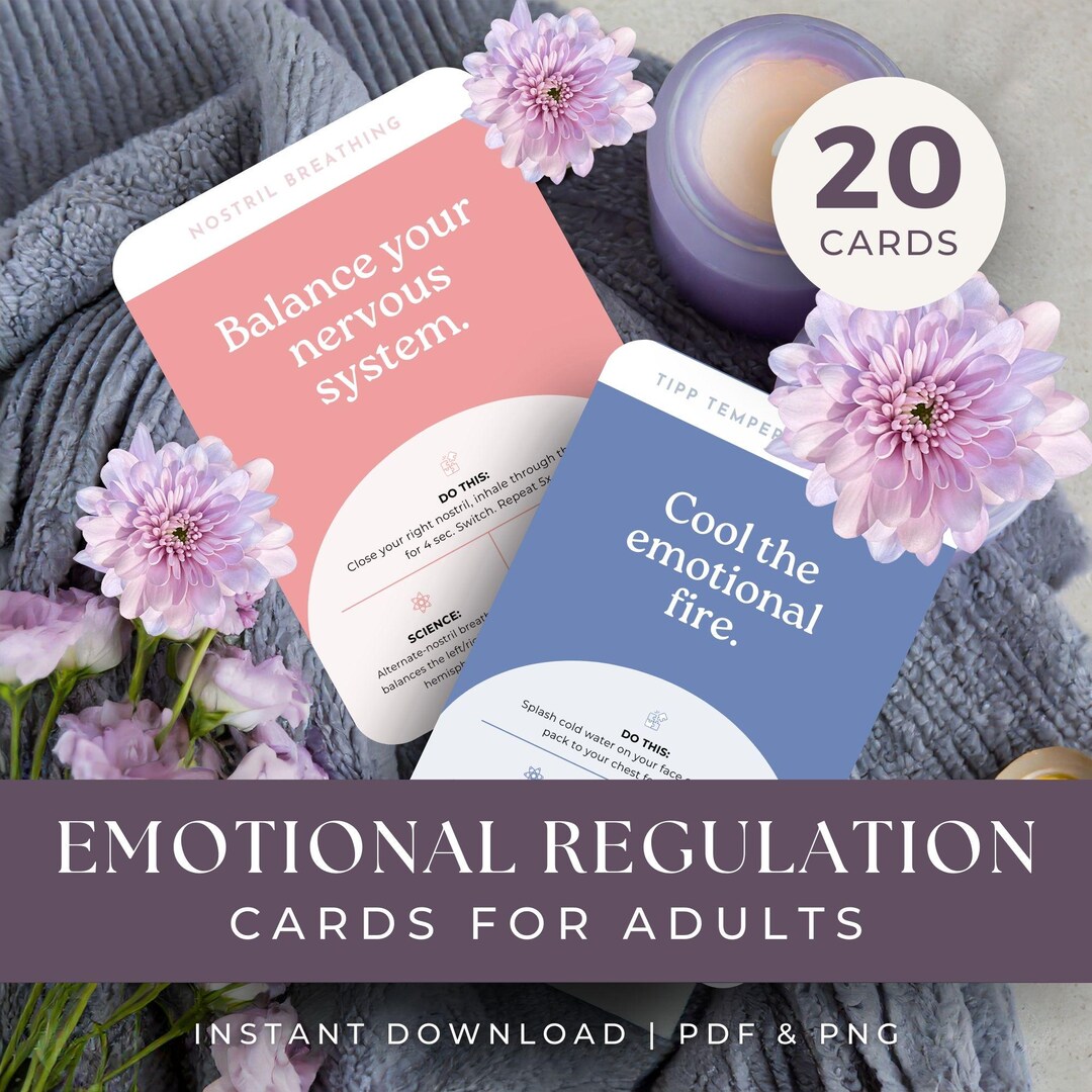 Emotional Regulation Cards, INSTANT DOWNLOAD, Mental Health, Self ...