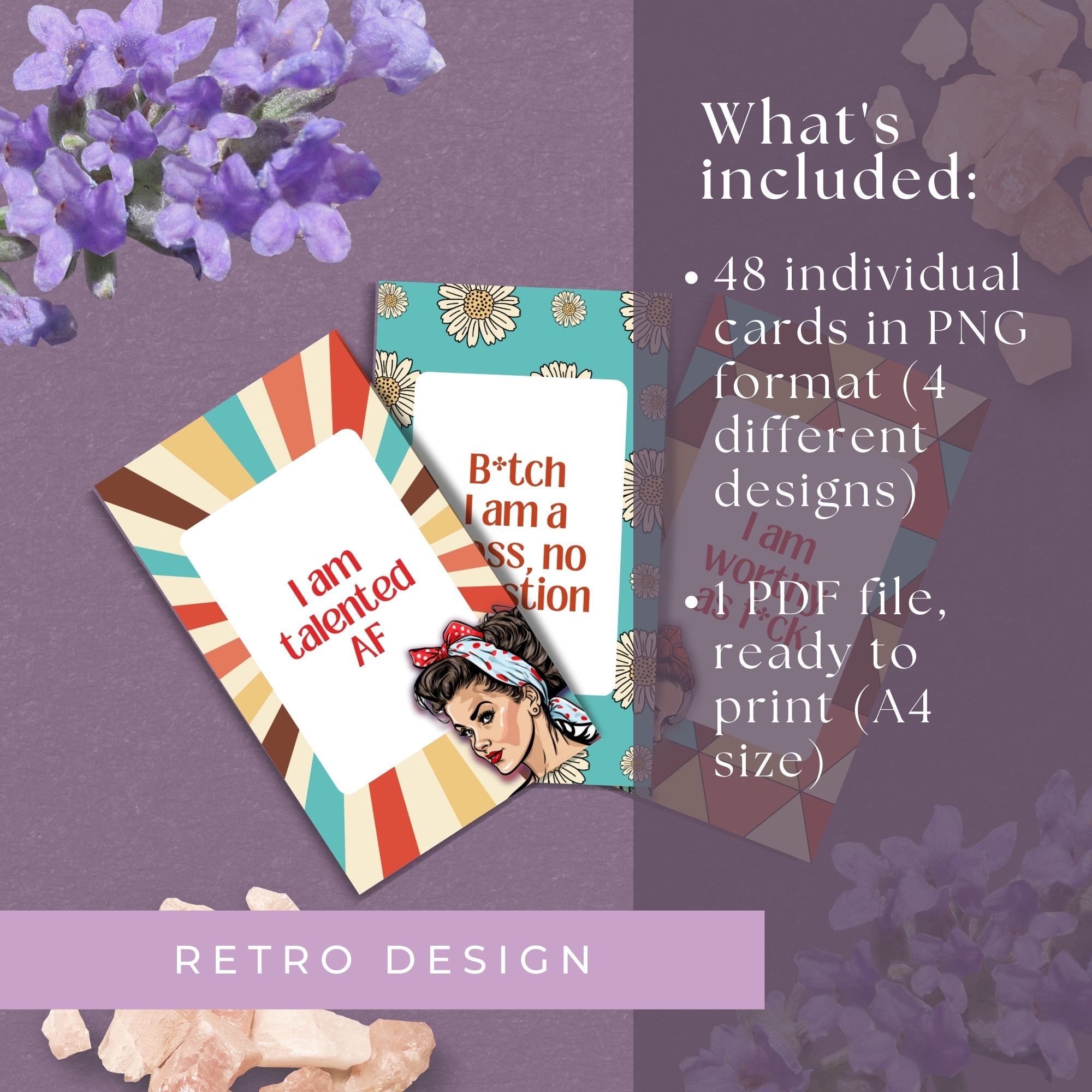 48 Sweary Affirmation Cards for Women, INSTANT DOWNLOAD, Rude Cards ...