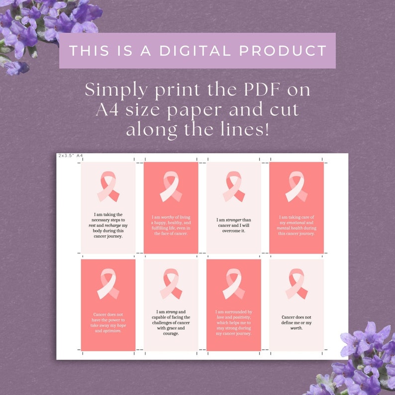 48 Cancer Affirmation Cards, INSTANT DOWNLOAD, Cancer Awareness ...