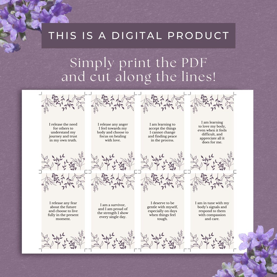 48 Affirmation Cards for Chronic Illness, INSTANT DOWNLOAD, Self Care ...