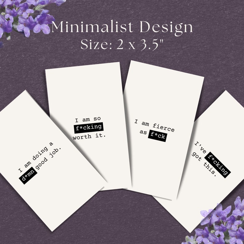 48 Sweary Affirmation Cards for Women, INSTANT DOWNLOAD, Rude Cards ...