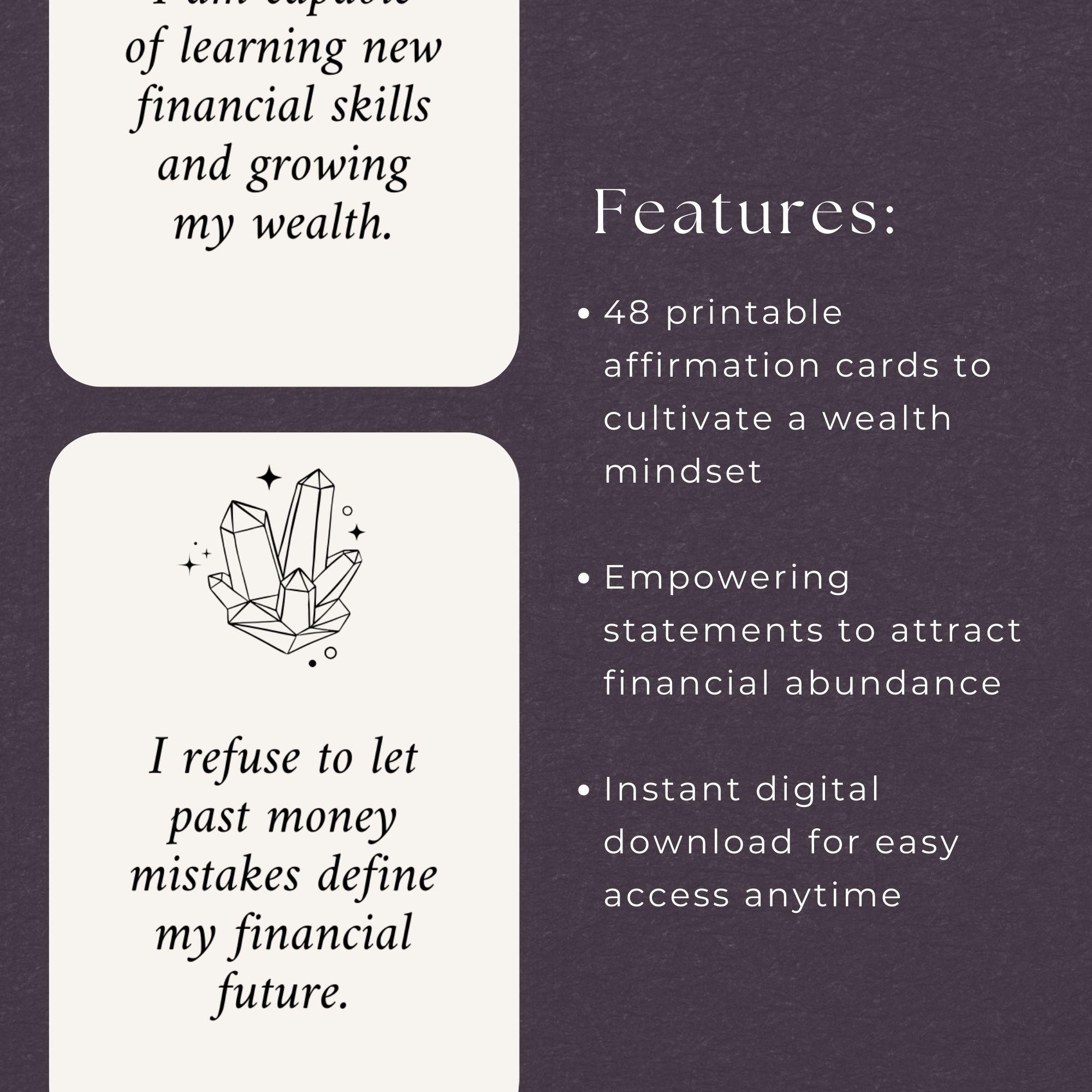 Wealth Affirmation Cards, INSTANT DOWNLOAD, Money Mindset Quotes, Daily ...