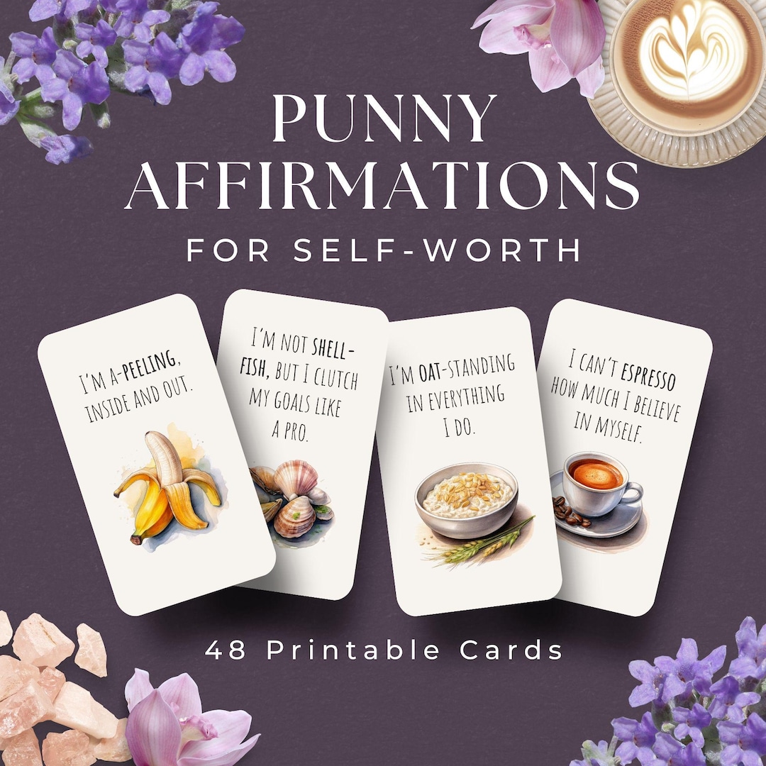 Funny Affirmation Cards, INSTANT DOWNLOAD, Motivational Cards, Self ...