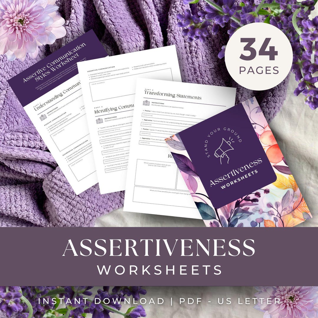 Assertiveness Worksheets, INSTANT DOWNLOAD, Communication Skills, Self-help Tools, Therapy ...