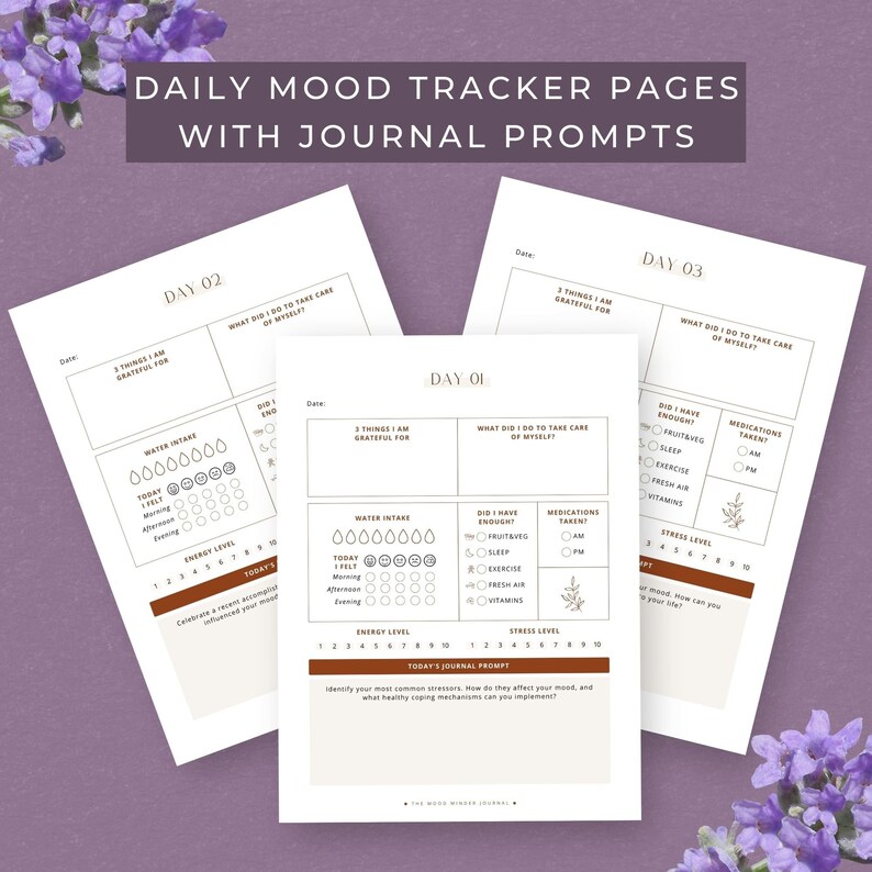 58-page Mood Journal INSTANT DOWNLOAD Daily Mood Tracker - Etsy