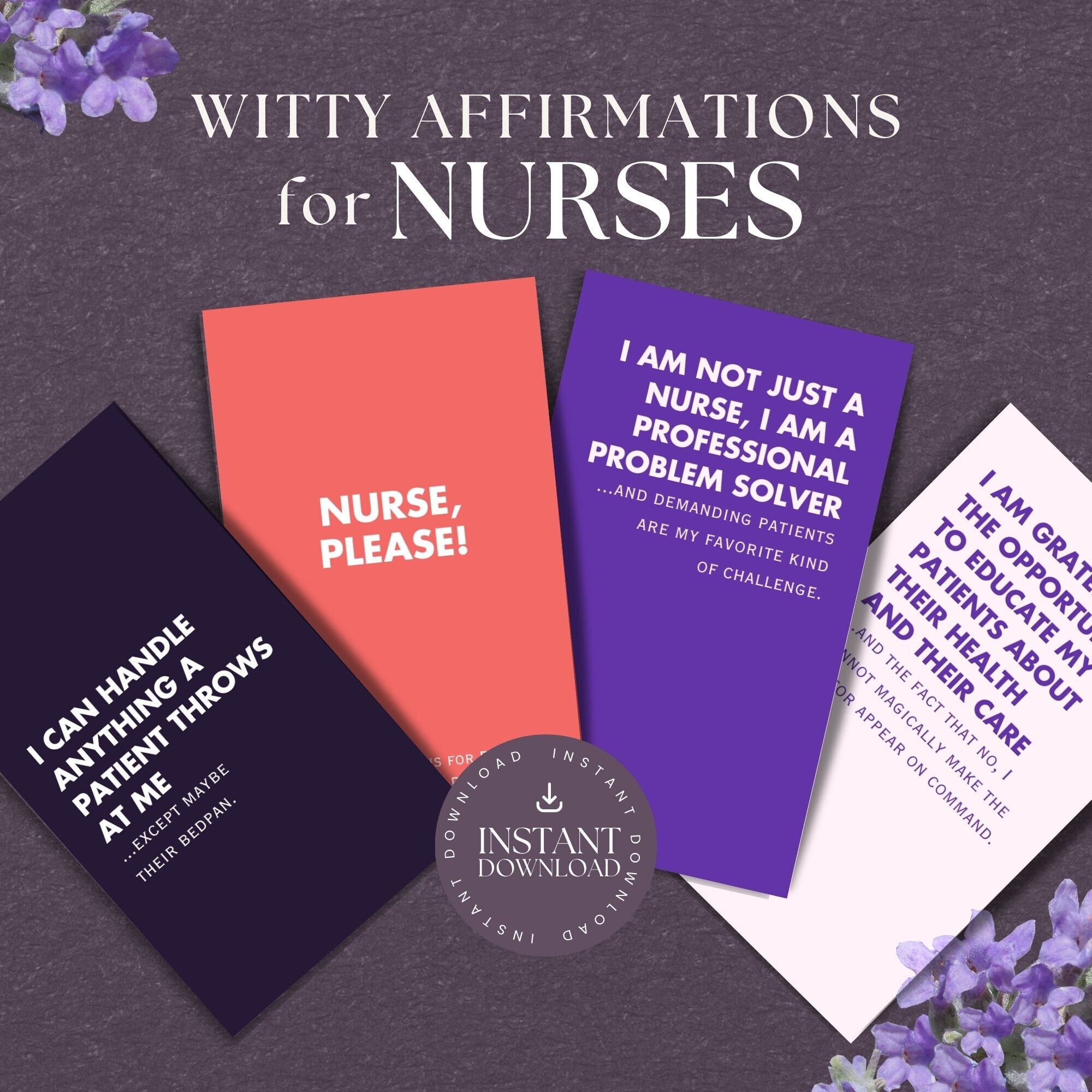 Witty Affirmation Cards for Nurses, INSTANT DOWNLOAD, Healthcare ...