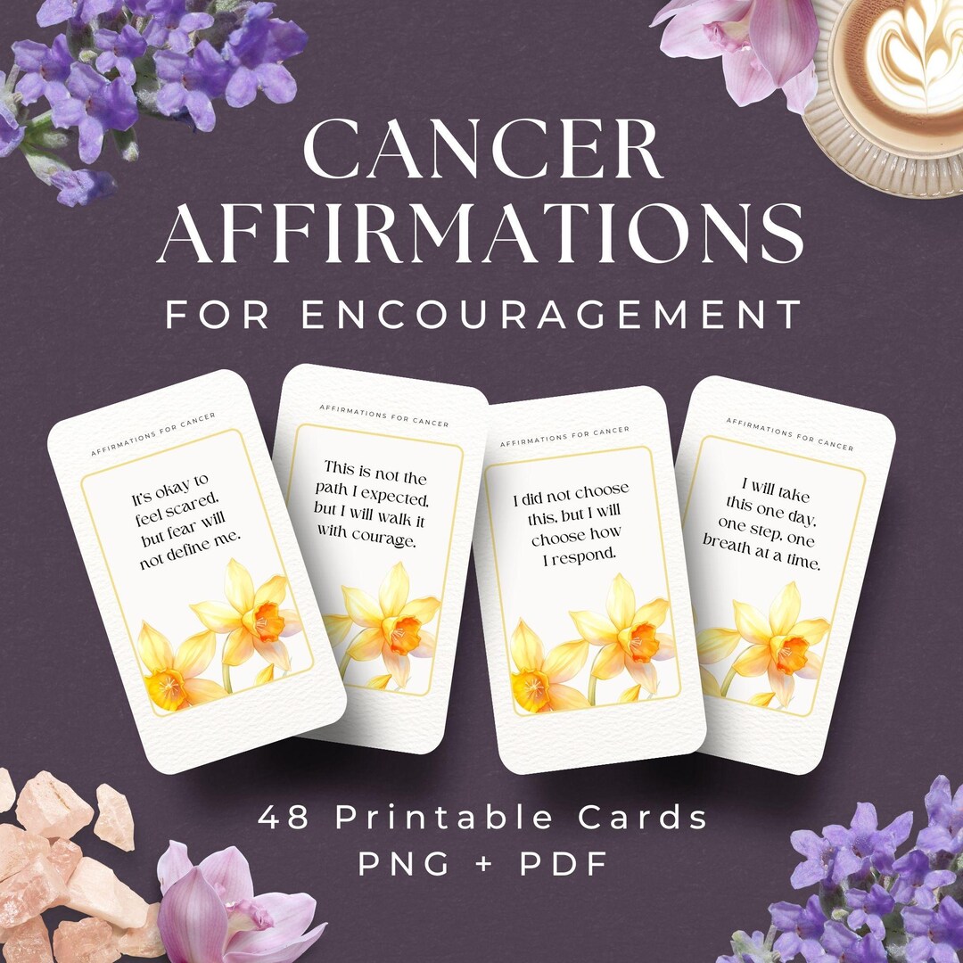 Cancer Affirmation Cards, INSTANT DOWNLOAD, Printable Positive Support ...