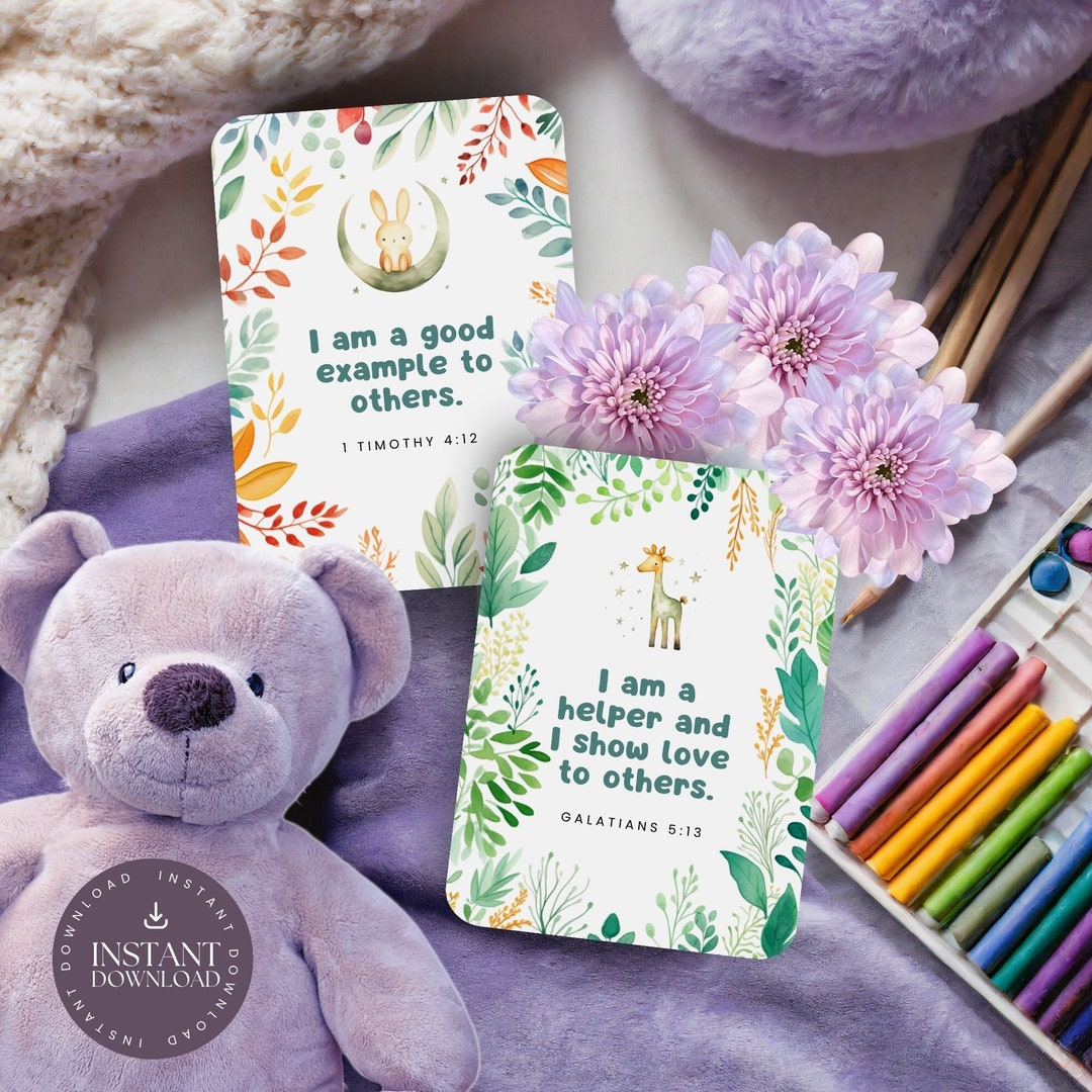 48 Christian Affirmation Cards for Children, INSTANT DOWNLOAD, Kids ...