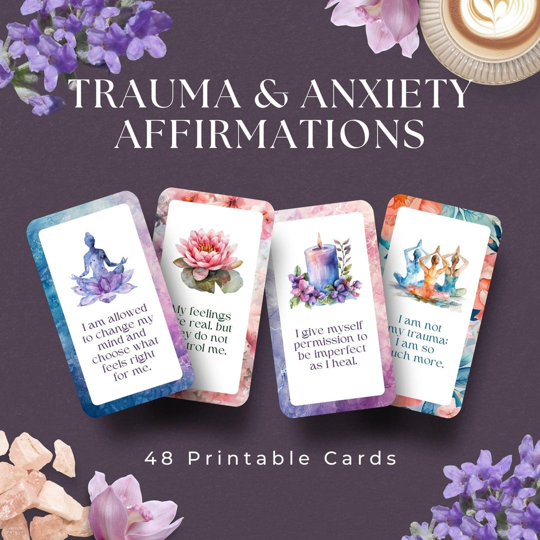 48 Affirmation Cards for Trauma and Anxiety, INSTANT DOWNLOAD, Panic ...