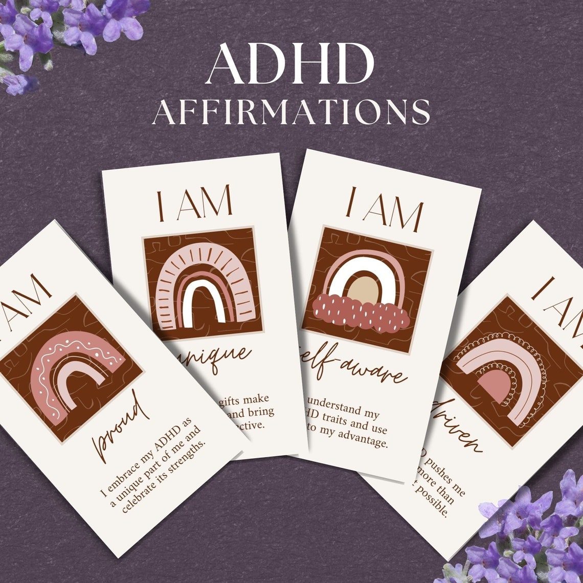 ADHD Affirmation Cards, INSTANT DOWNLOAD, I Am Affirmations for Adhd ...