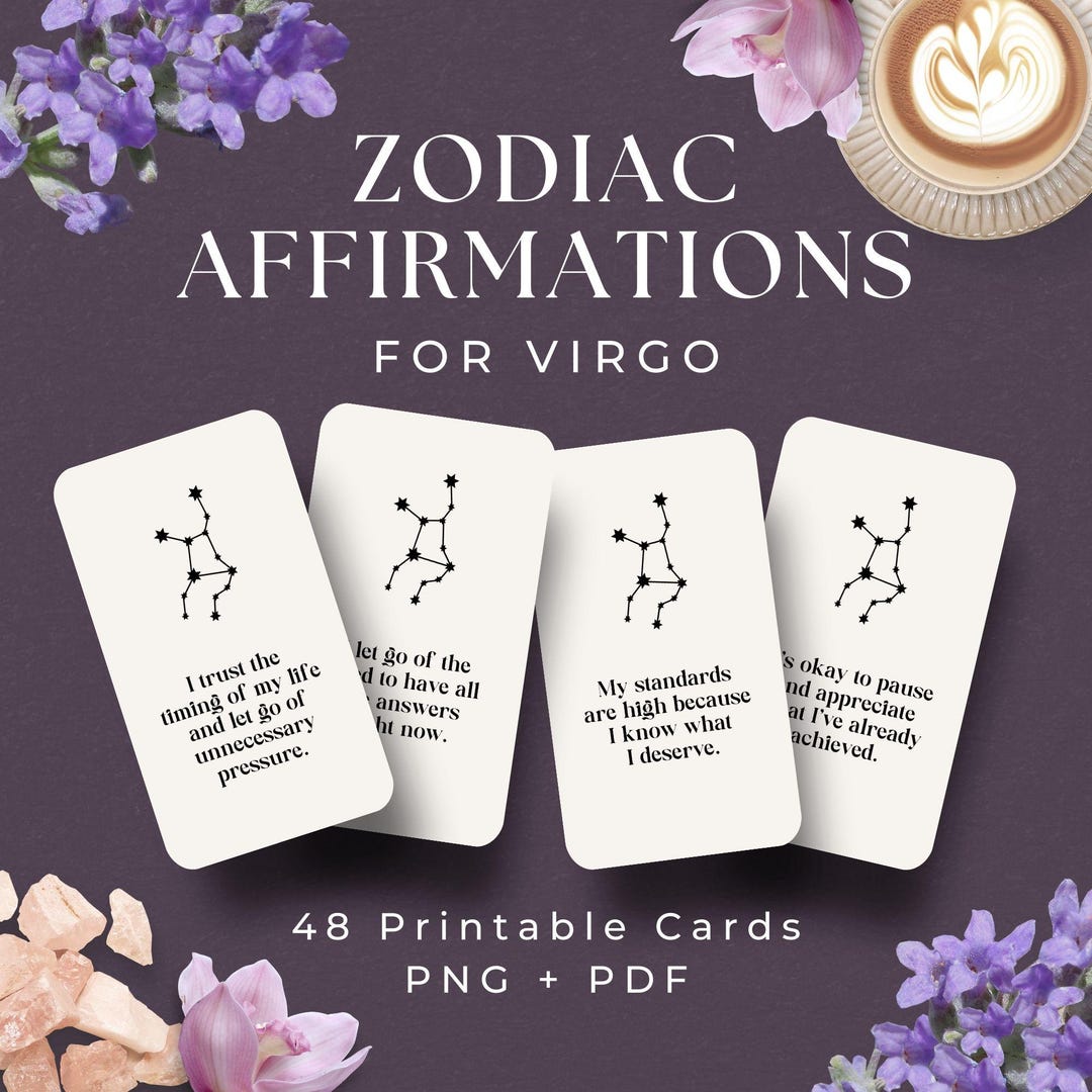 Zodiac Sign Affirmation Cards for Virgo, INSTANT DOWNLOAD, Virgo Star ...