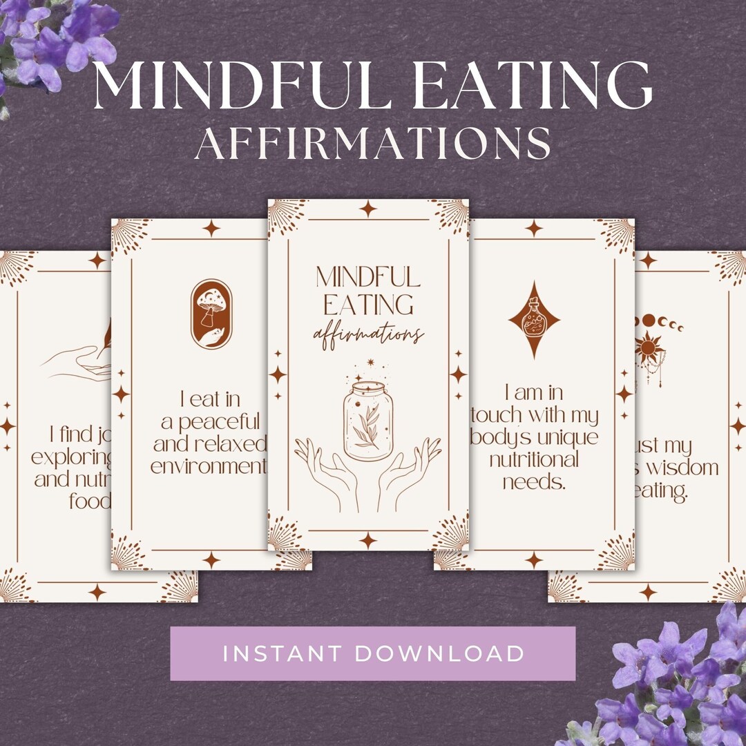 Mindful Eating Affirmation Cards, INSTANT DOWNLOAD, Mindfulness Cards ...
