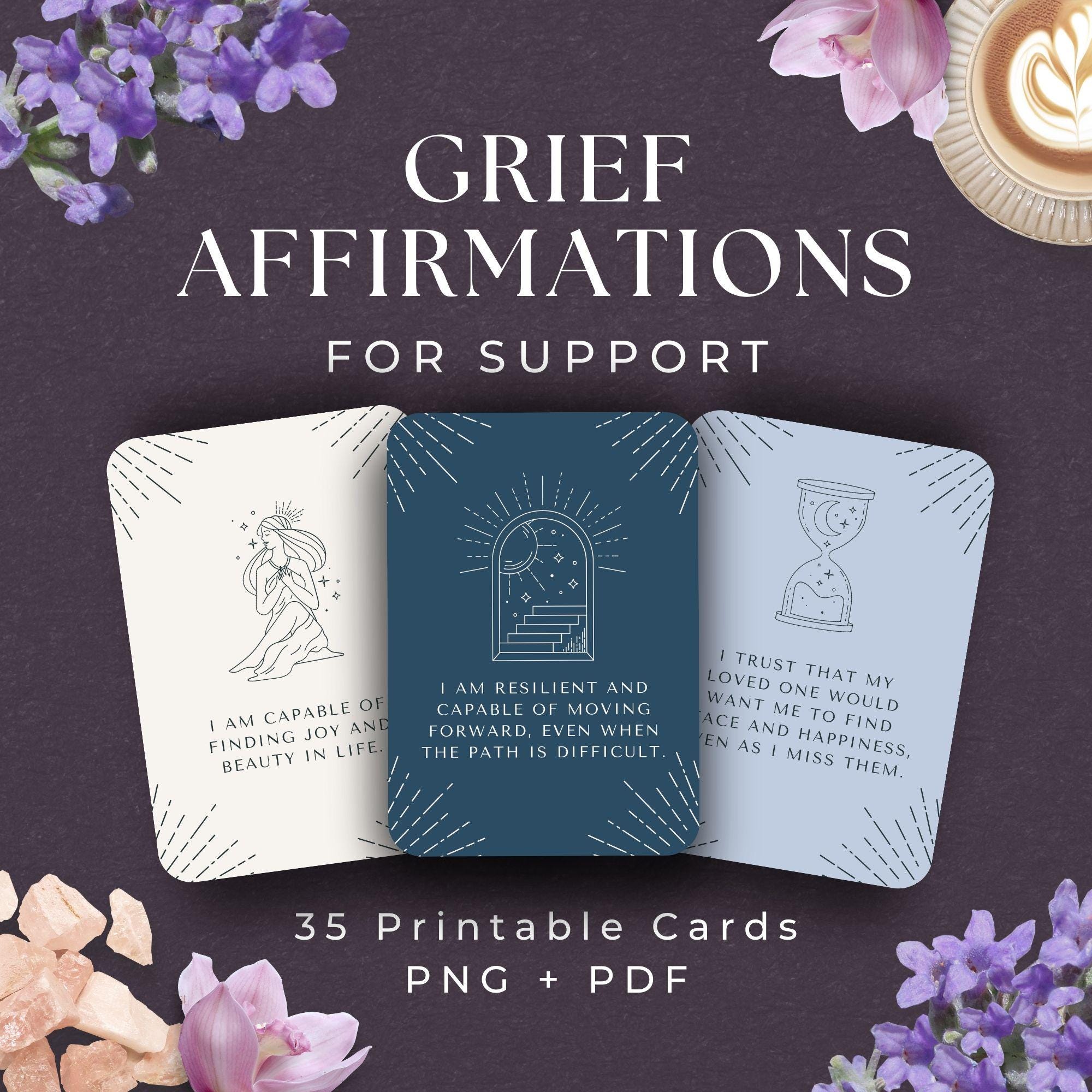 35 Grief Affirmation Cards, INSTANT DOWNLOAD, 3.5x5", Grief and Loss ...