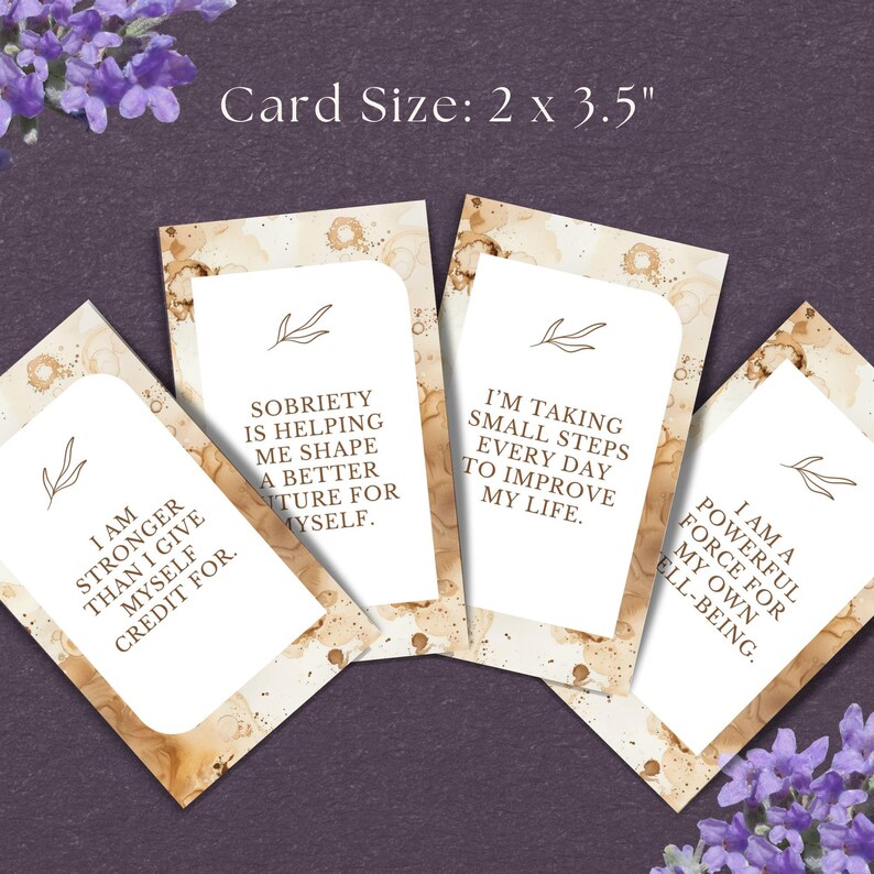 48 Sober Affirmation Cards, INSTANT DOWNLOAD, Printable Sobriety ...