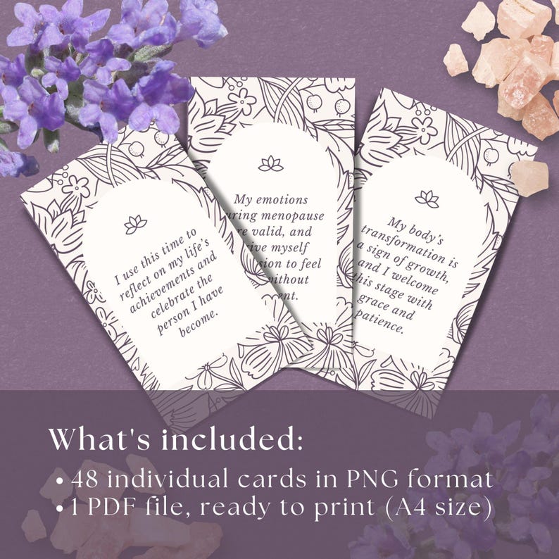 48 Menopause Cards, INSTANT DOWNLOAD, Menopause Affirmation Cards ...