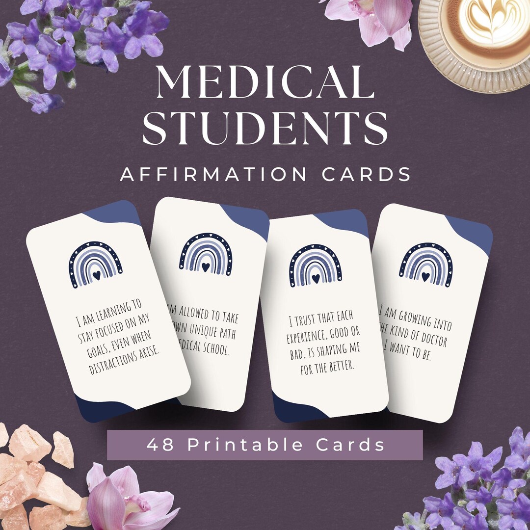48 Affirmation Cards for Medical Students, INSTANT DOWNLOAD, Medical ...